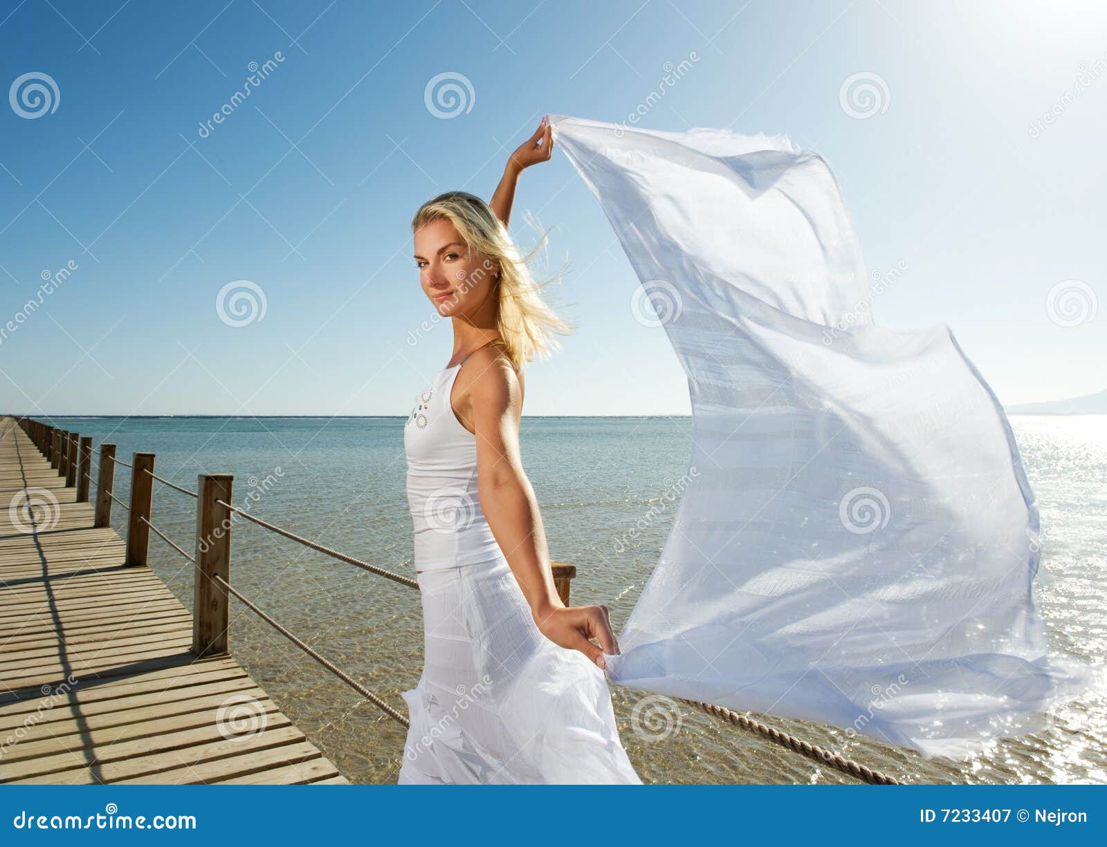 Woman with white shawl stock image. Image of summer, lifestyle - 7233407