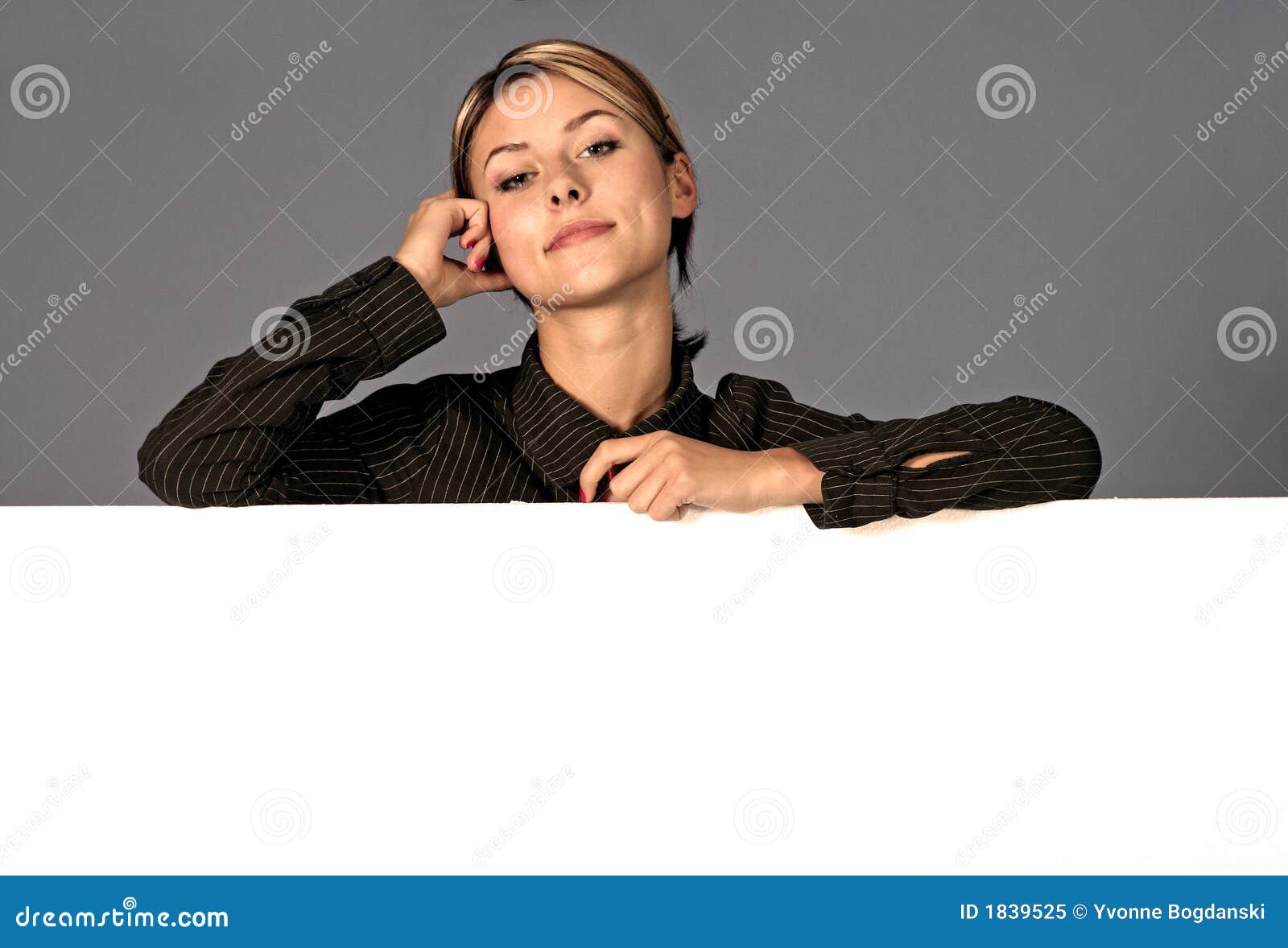 Woman with white shield stock image. Image of beauty, nice - 1839525