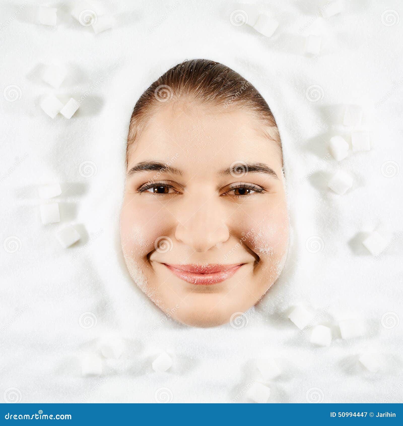 Woman and white sugar stock image. Image of makeup, expressive - 50994447