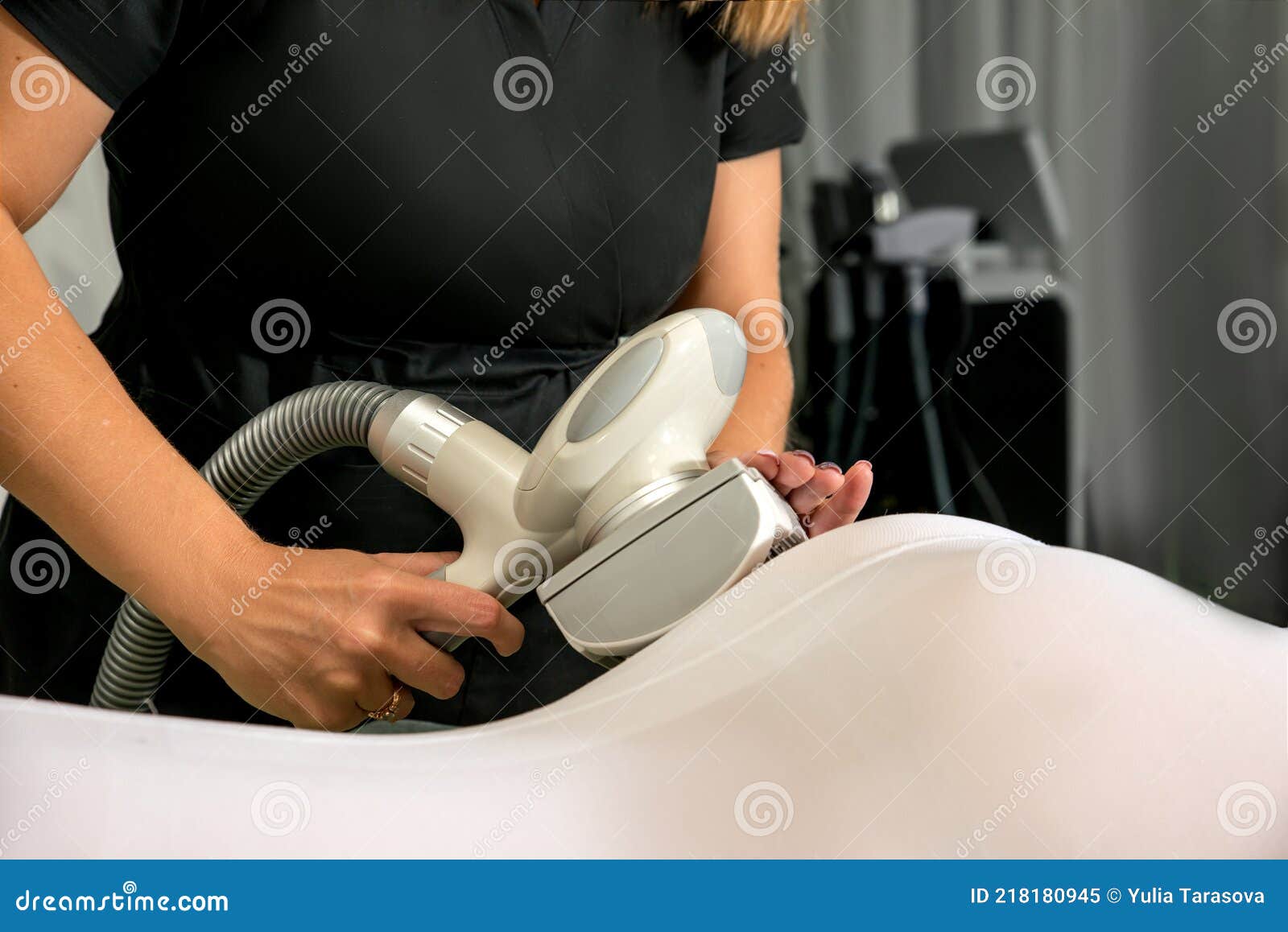 Woman In White Suit Getting Lpg Anti Cellulite Massage In A Beauty Spa