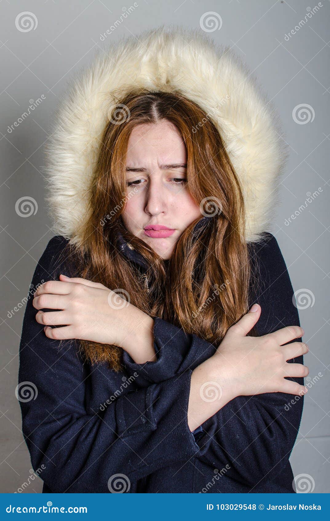 Woman who is cold stock photo. Image of pond, natural - 103029548