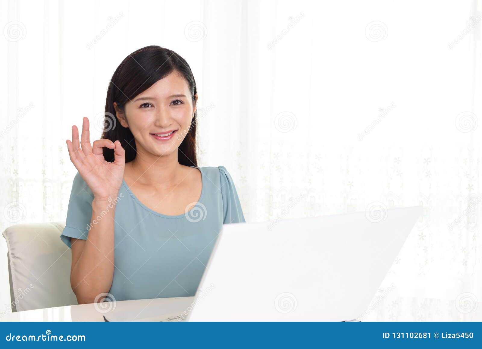 Smiling Woman Using a Laptop Stock Image - Image of hobby, internet ...
