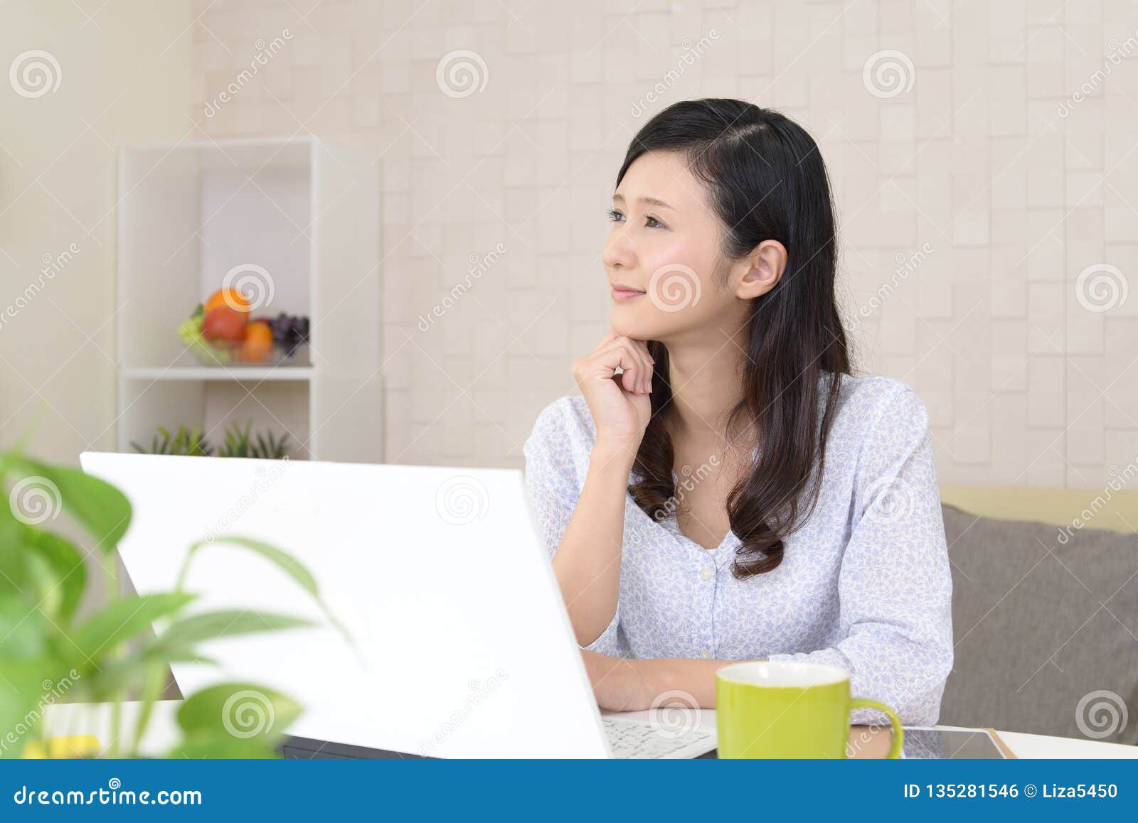 Woman using a laptop stock photo. Image of beautiful - 135281546