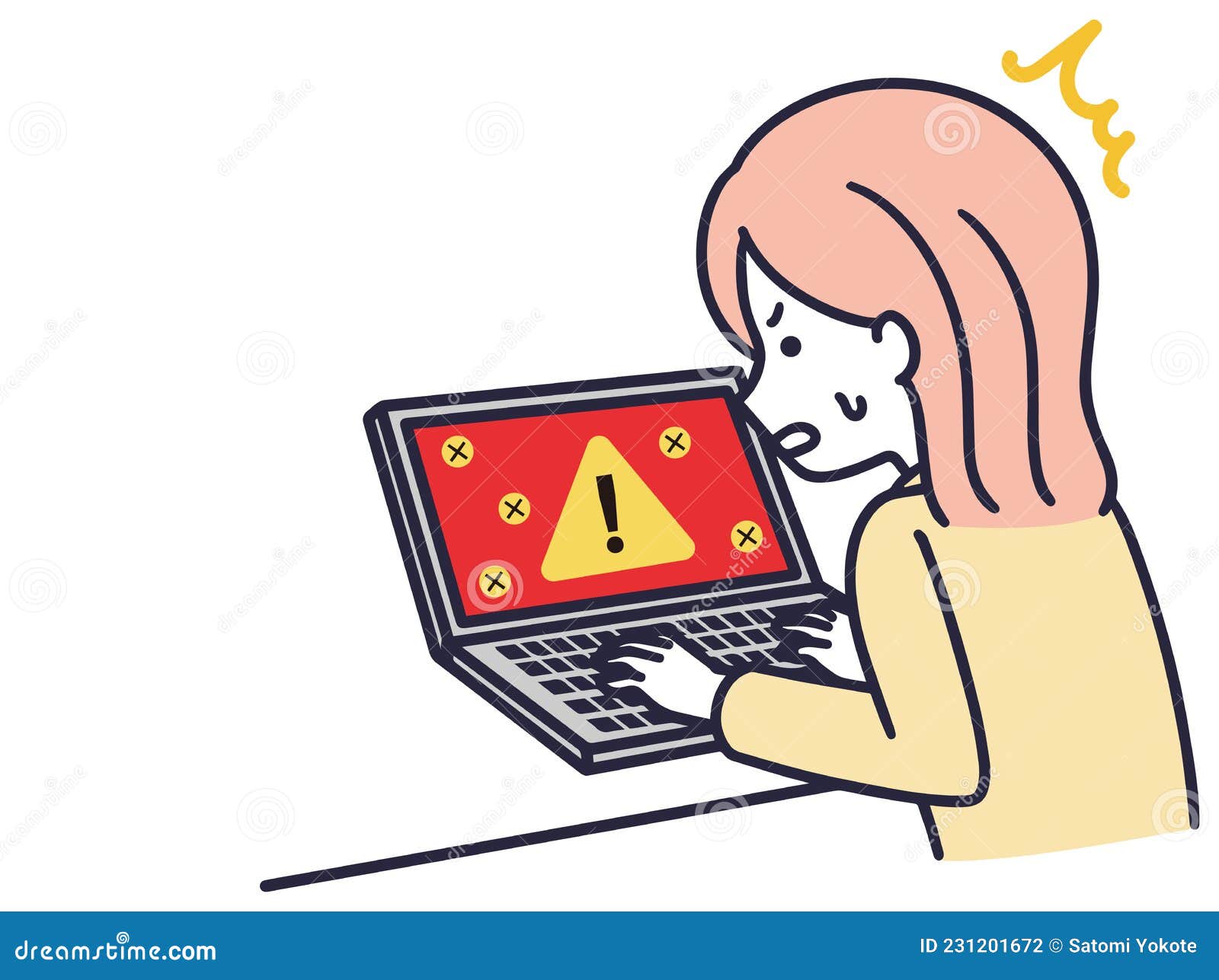 Woman Whose Computer is Infected with a Virus Simple Illustration Stock ...