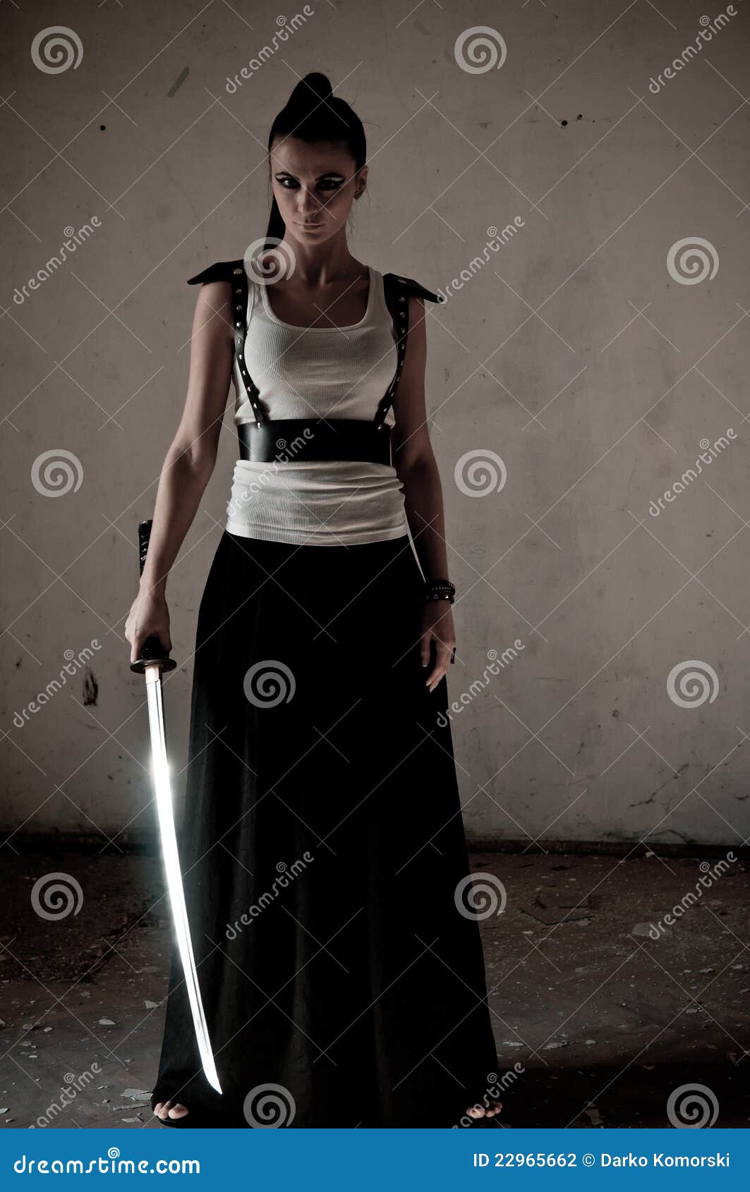 Woman Wielding Katana stock photo. Image of fighter, martial - 22965662