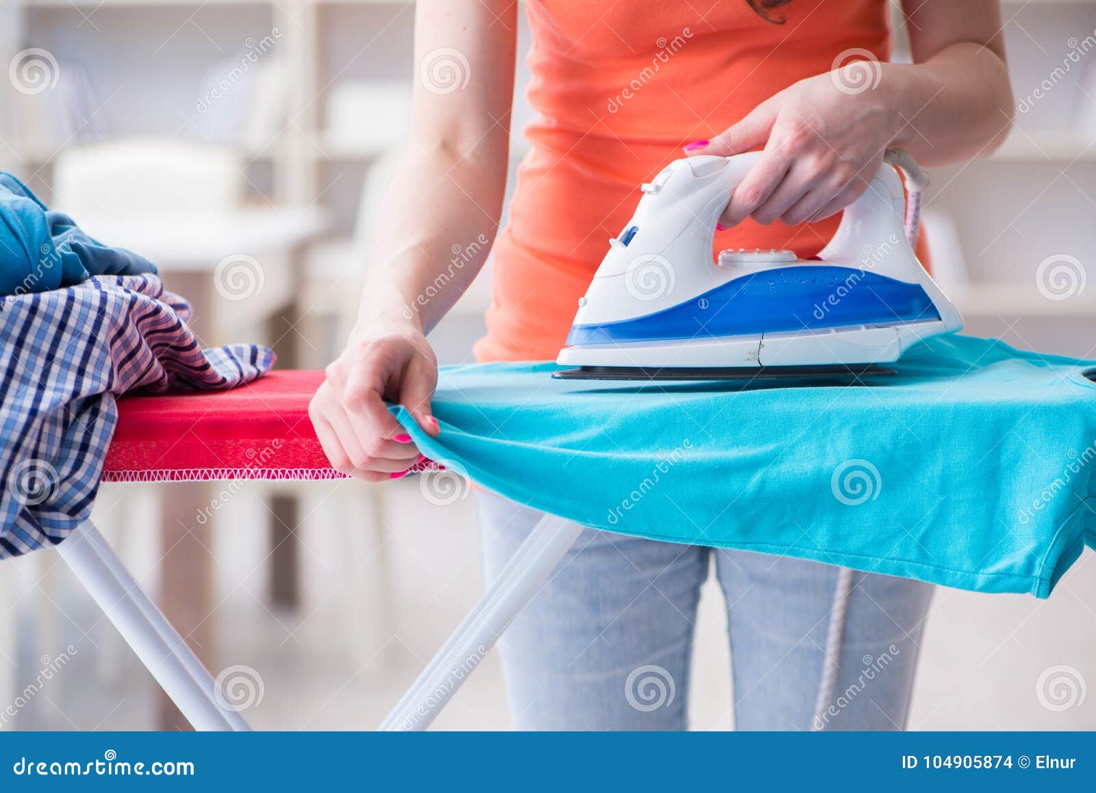The Woman Wife Doing Ironing at Home Stock Photo - Image of iron ...