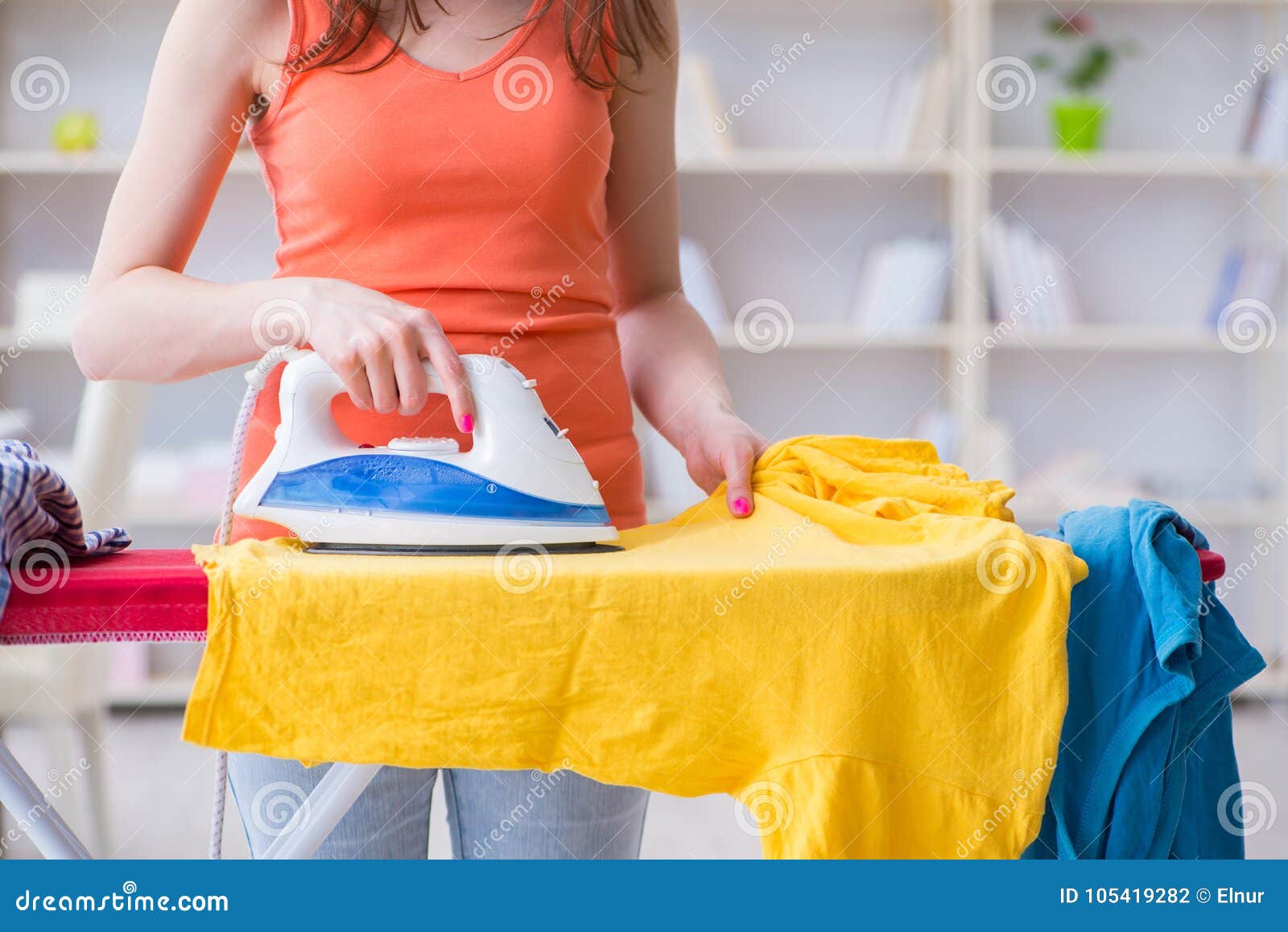 The Woman Wife Doing Ironing at Home Stock Photo - Image of cleaning ...