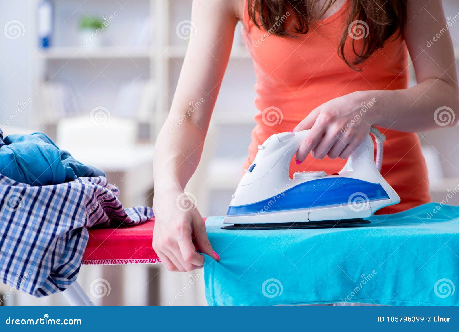 The Woman Wife Doing Ironing at Home Stock Image - Image of attractive ...