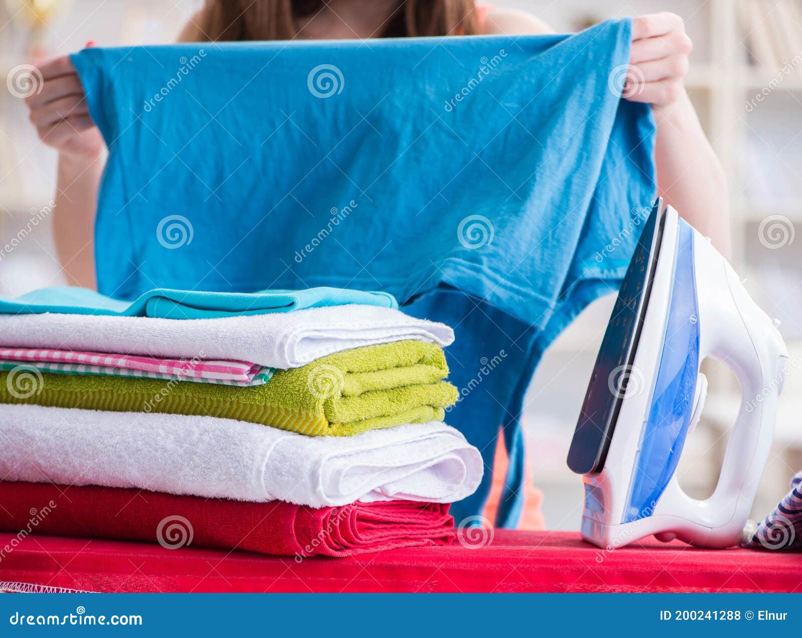 Woman Wife Doing Ironing at Home Stock Photo - Image of clothes, maid ...