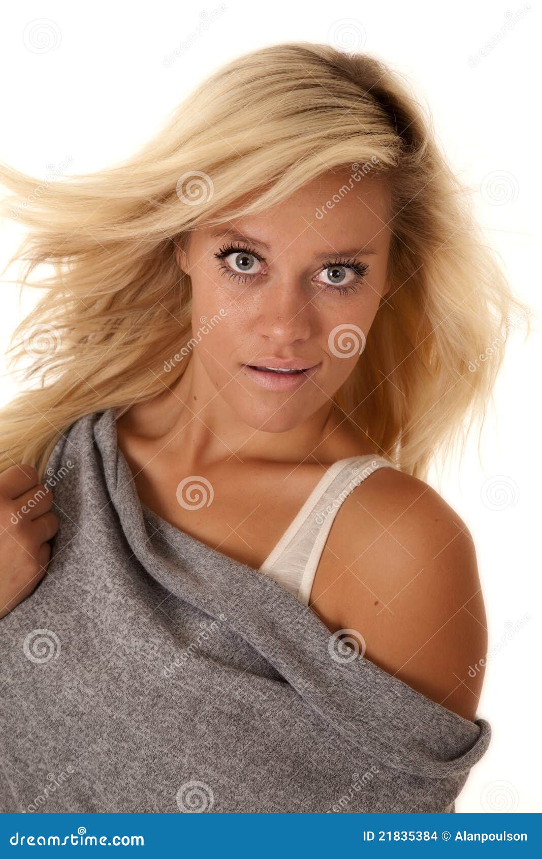 Woman wind gray looking stock photo. Image of happy, glamour - 21835384
