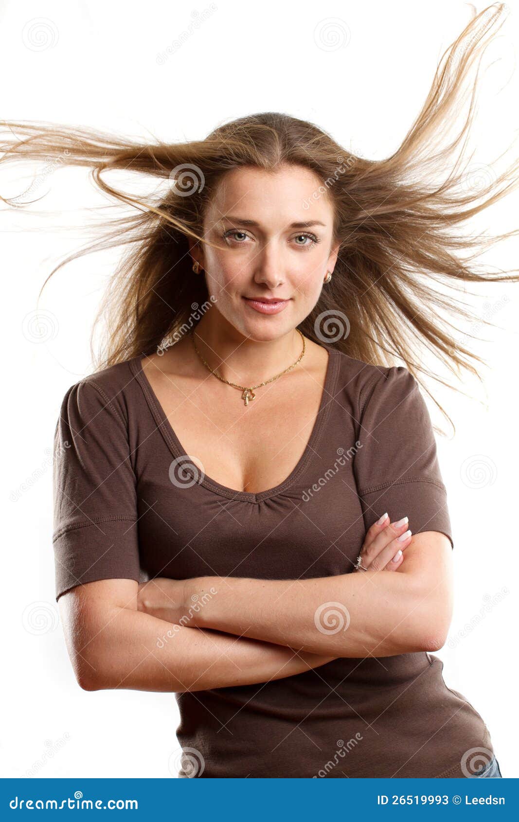 Woman with Wind in Her Hair Stock Image - Image of attractive, breast ...