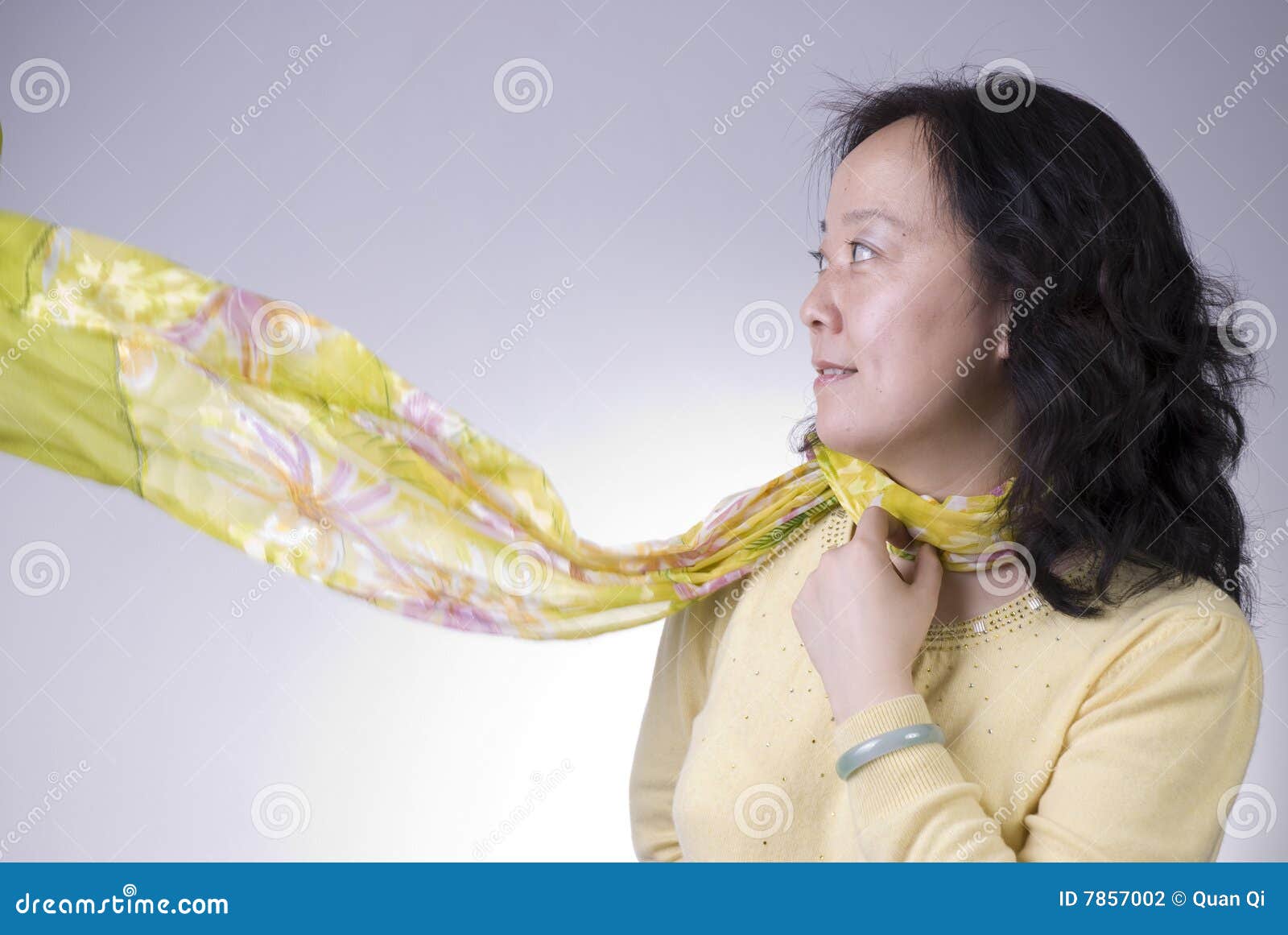 Woman with wind up scarf stock photo. Image of blowing - 7857002