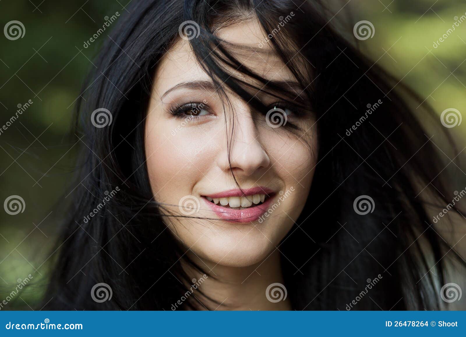 Woman with windblown hair stock photo. Image of face - 26478264
