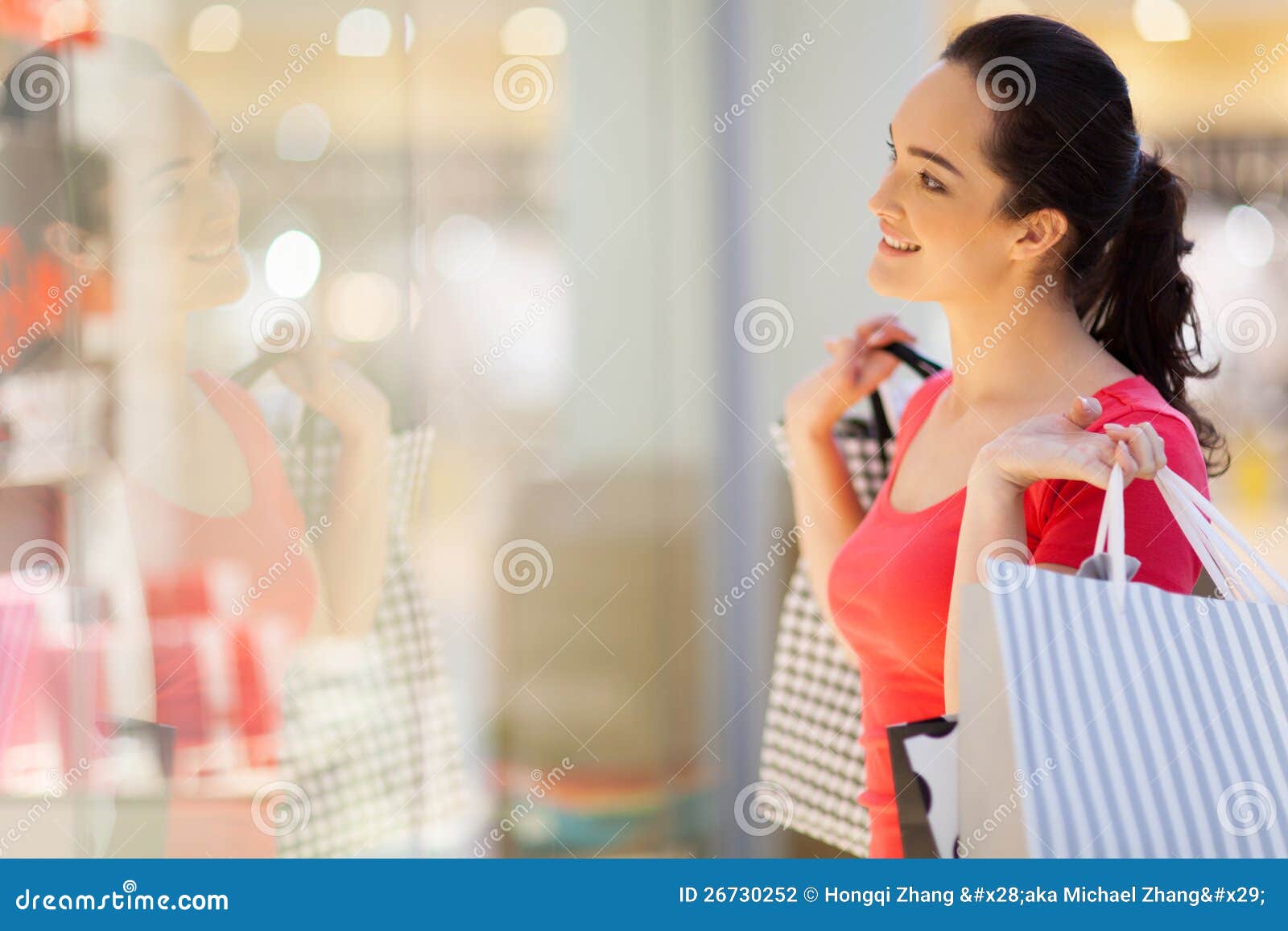 Woman window shopping stock photo. Image of pretty, happiness - 26730252