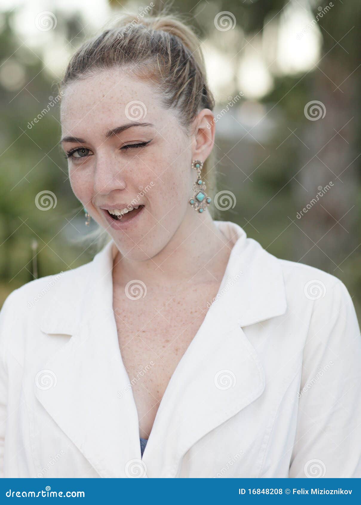 Woman Winking at the Camera Stock Photo - Image of style, daytime: 16848208
