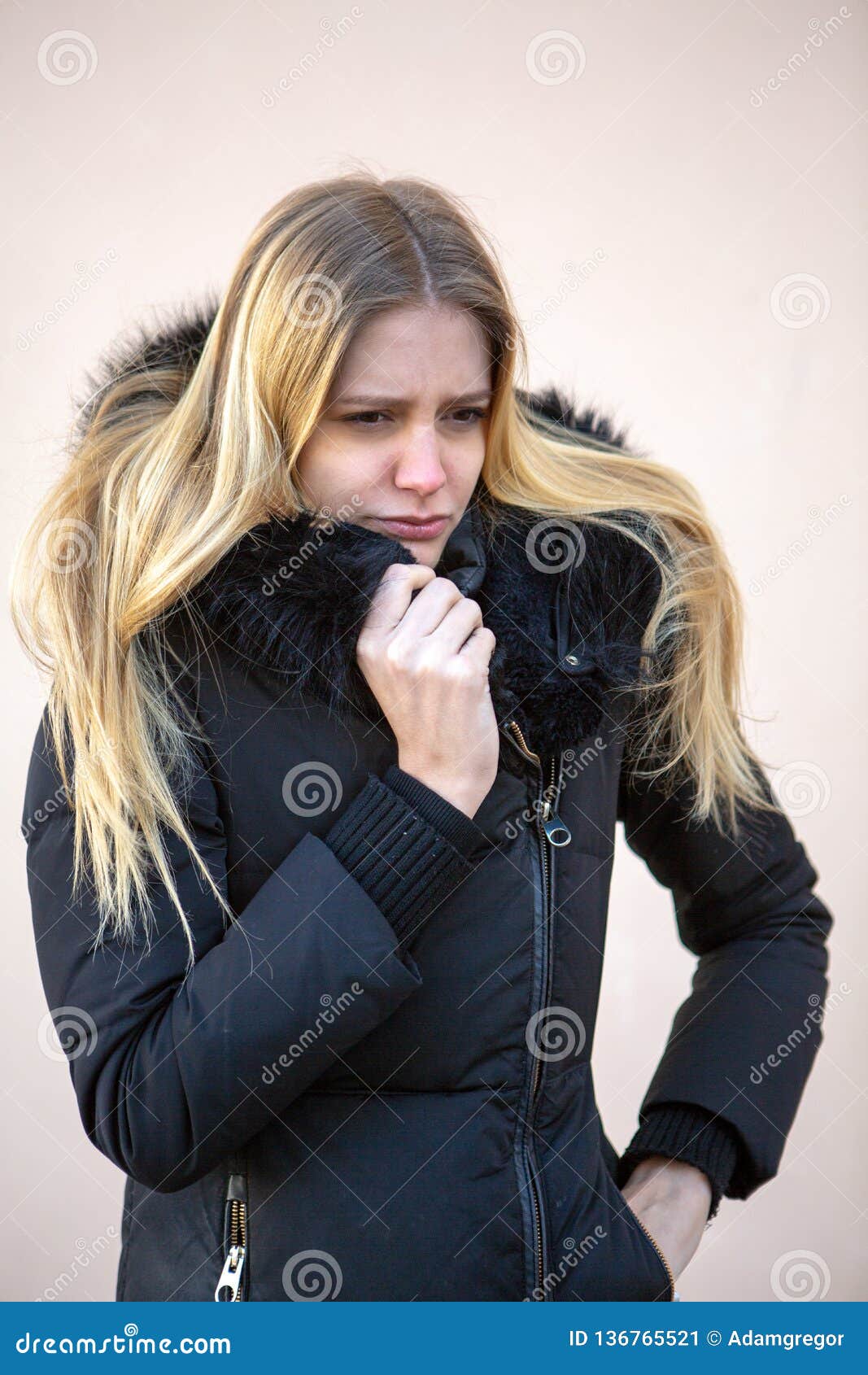 Woman in winter being cold stock image. Image of sickness - 136765521