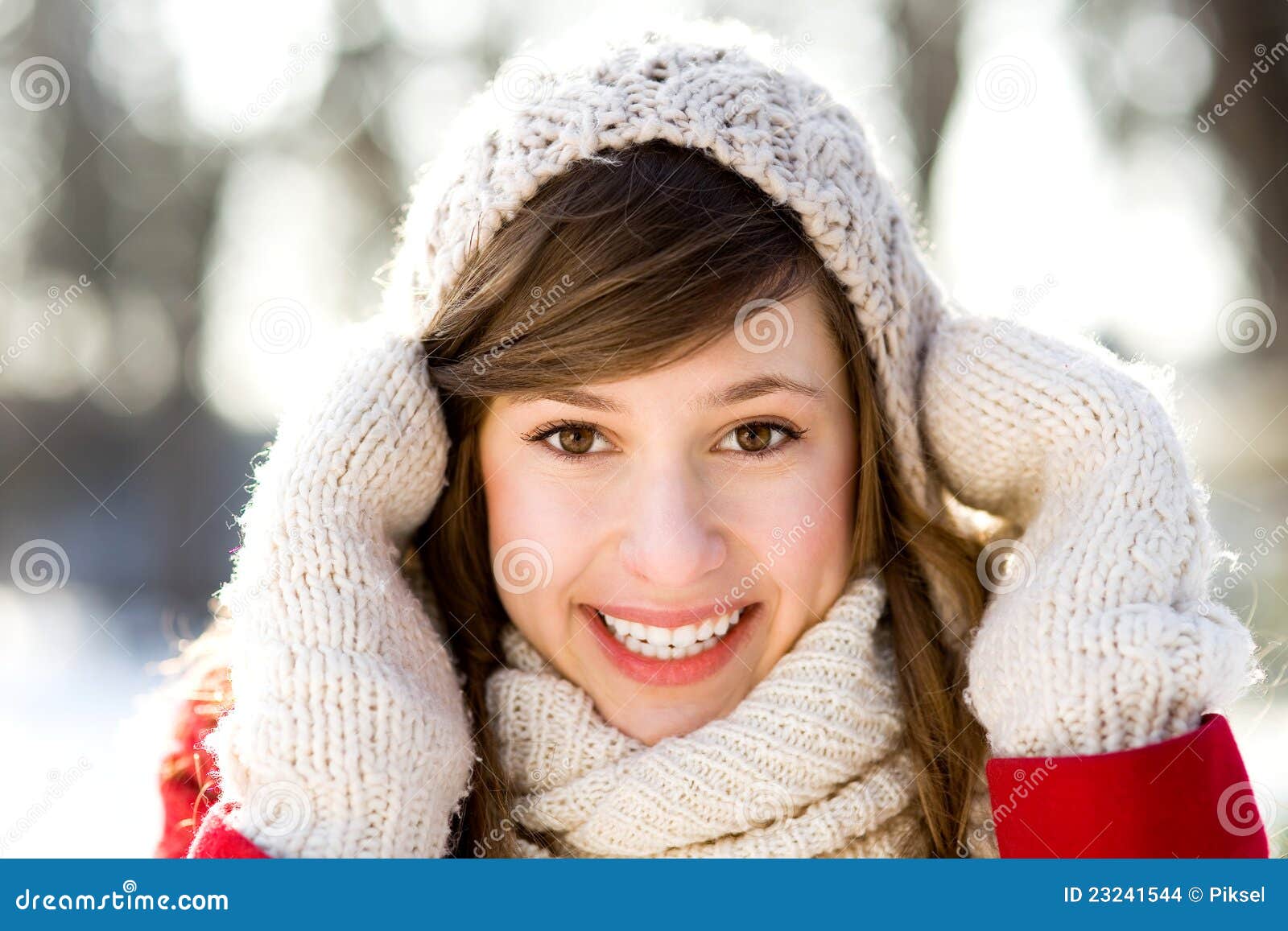 Woman in winter scene stock photo. Image of happiness - 23241544