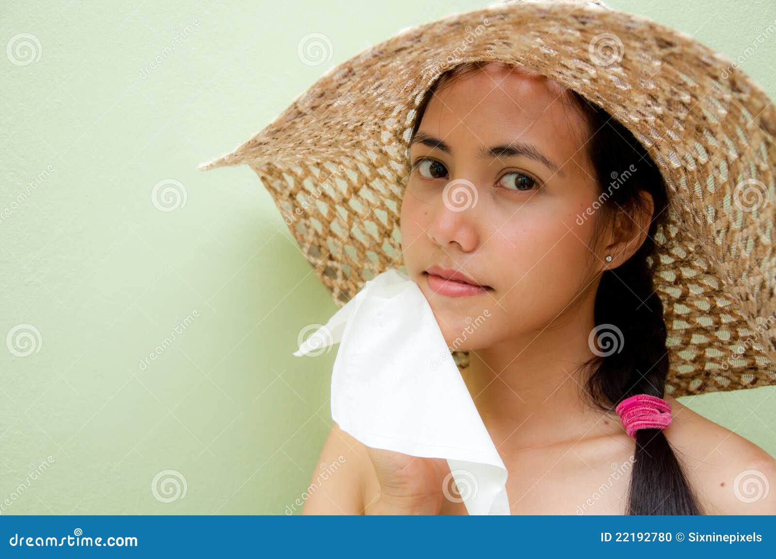 Woman wipe sweat stock photo. Image of healthy, background - 22192780