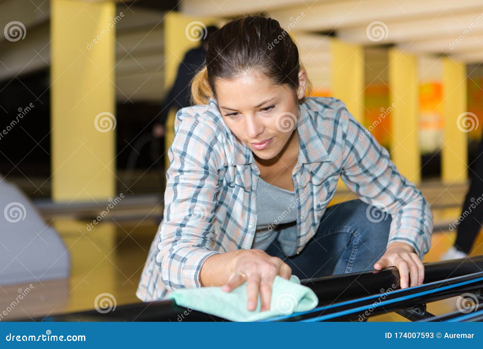 Woman Wiping Dust Using Duster Stock Image - Image of cleaning, look ...