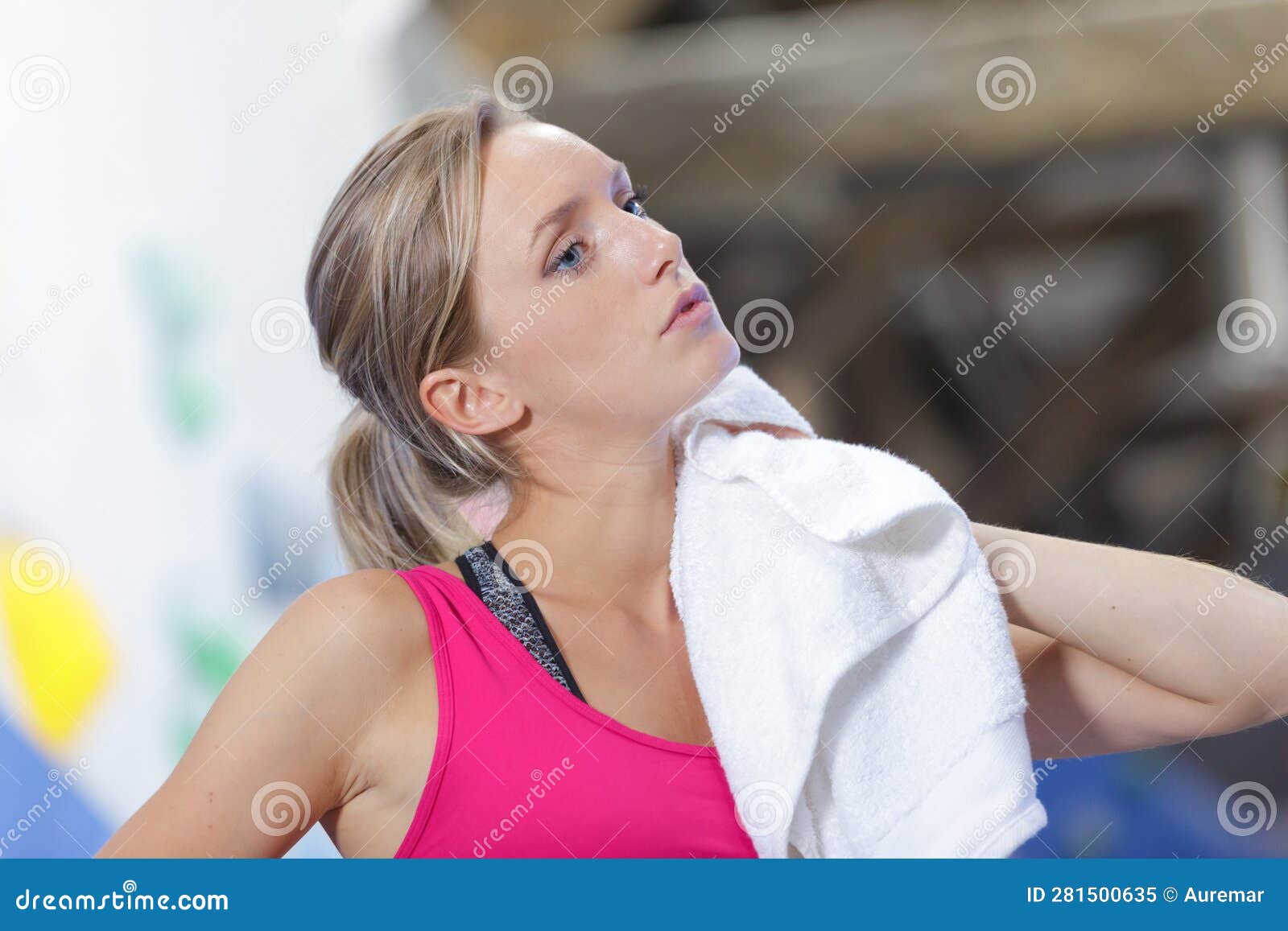 Woman wiping sweat stock image. Image of sport, body - 281500635