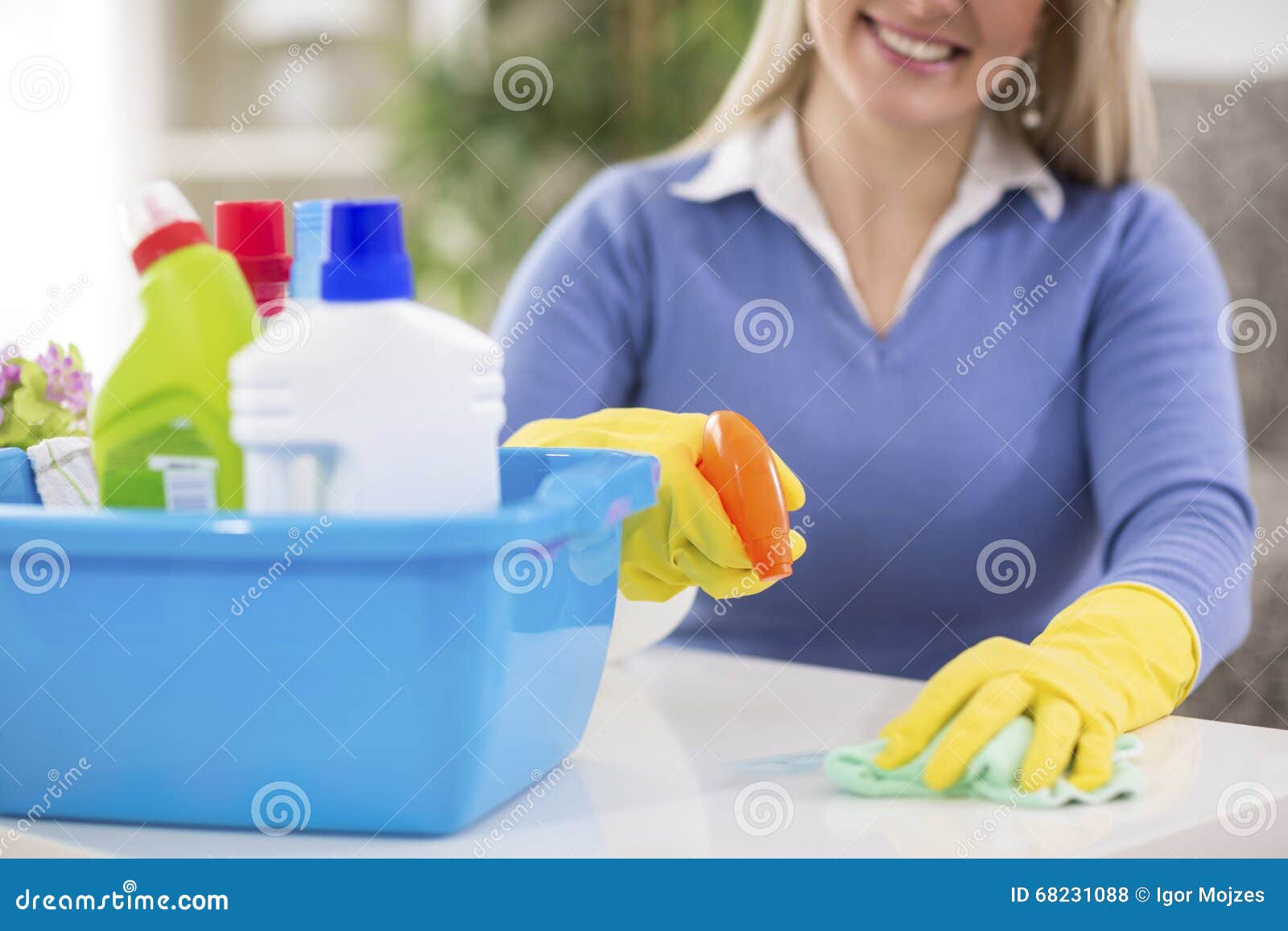 Woman wiping table stock photo. Image of home, happy - 68231088