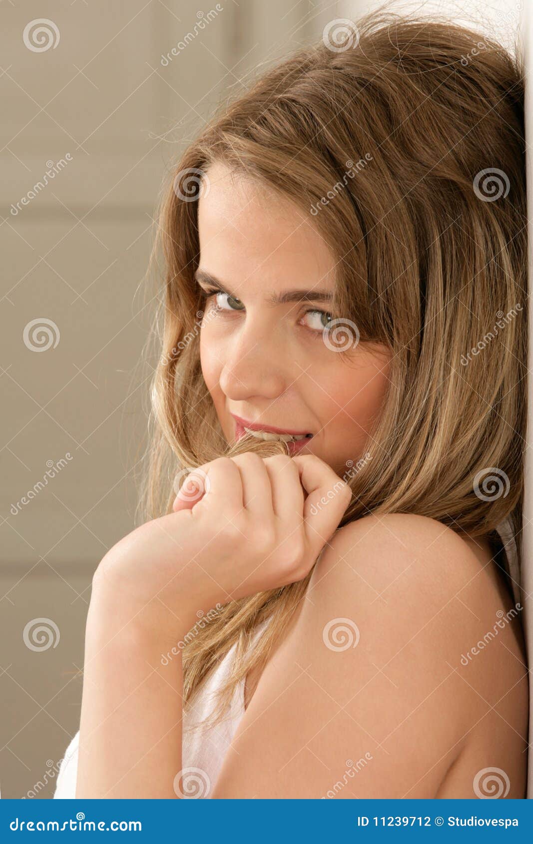 Woman with wisp in mouth stock photo. Image of face, facial - 11239712