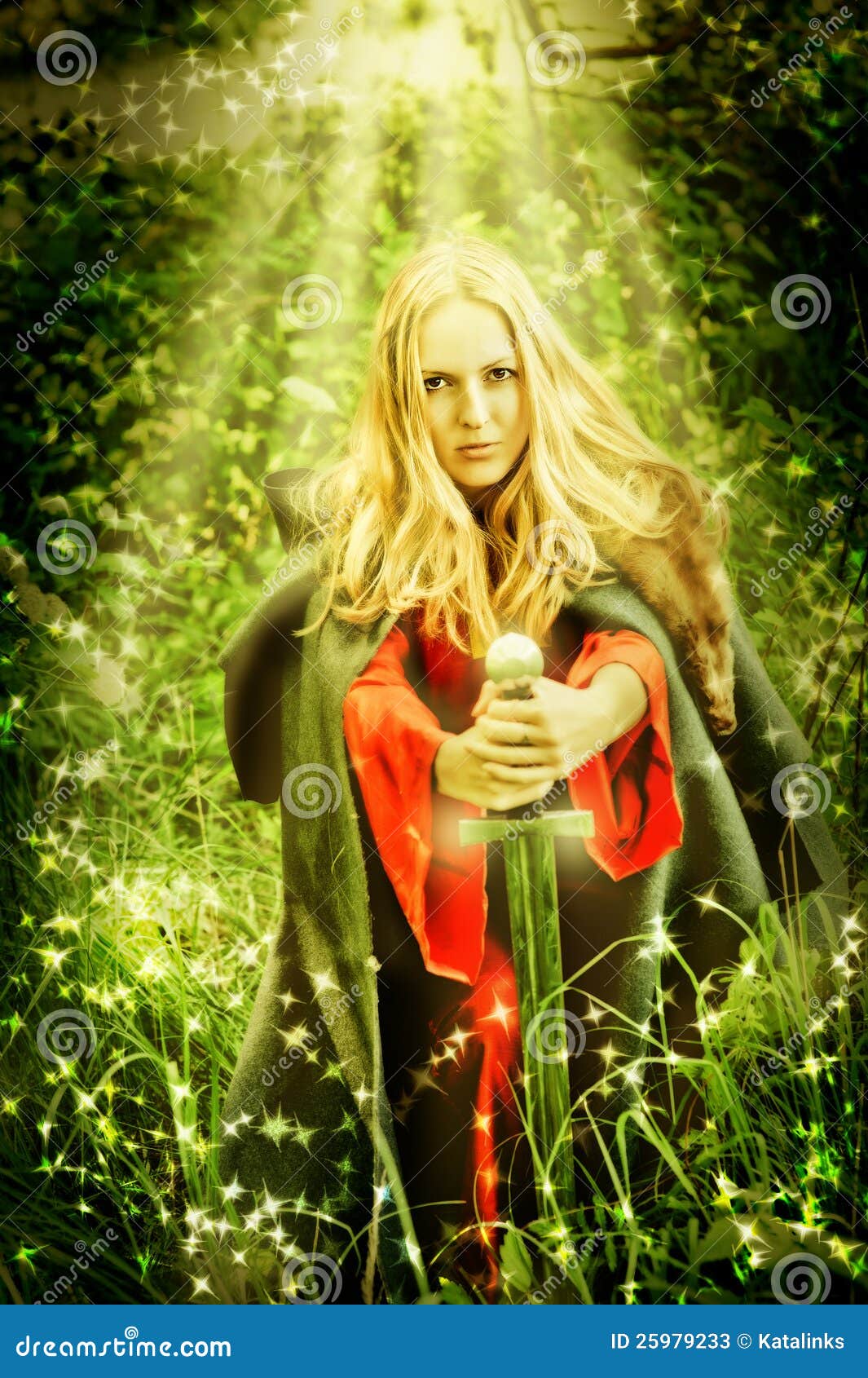 Woman Witch in Miracle Enchanted Forest Stock Image - Image of forest ...