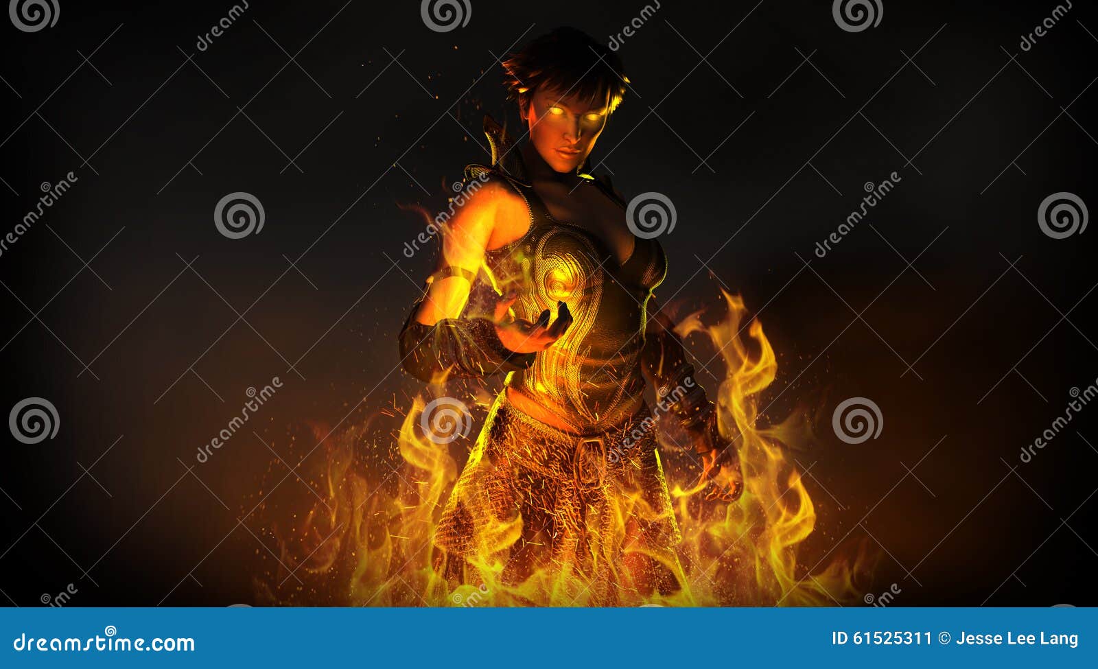 Woman Wizard Summoning Fire Stock Illustration - Illustration of ...