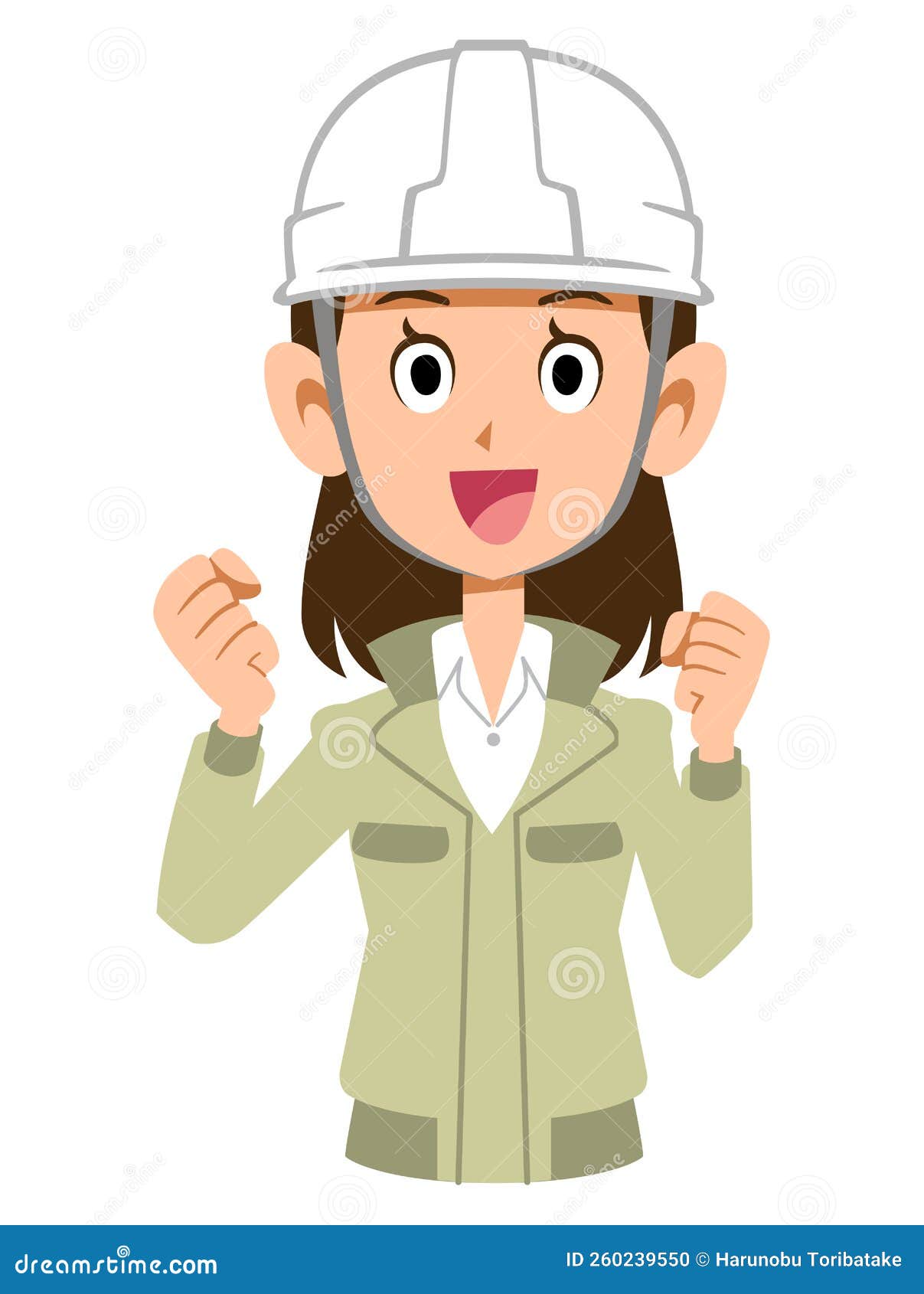 A Woman in Work Clothes Wearing a Helmet with a Motivated Pose Stock ...