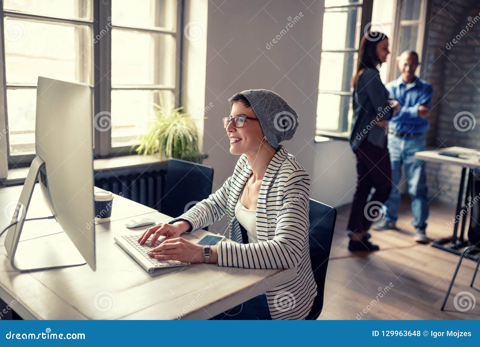 Woman Work on Computer in Company Stock Photo - Image of employed ...