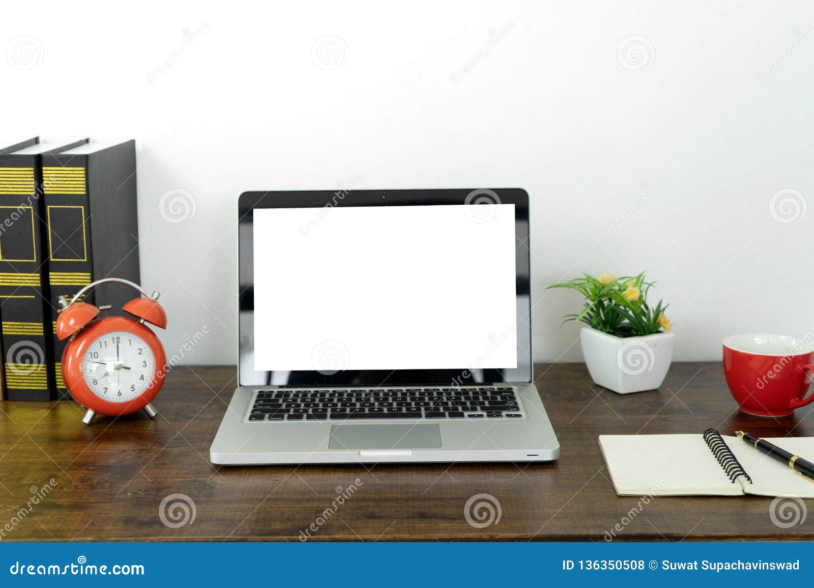 Woman Work at Home with Her Computer and Book Stock Photo - Image of ...