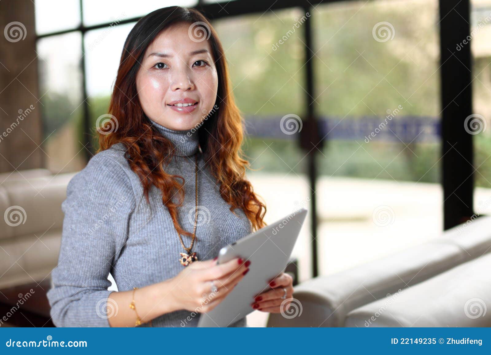 Woman work with pad stock image. Image of office, adult - 22149235