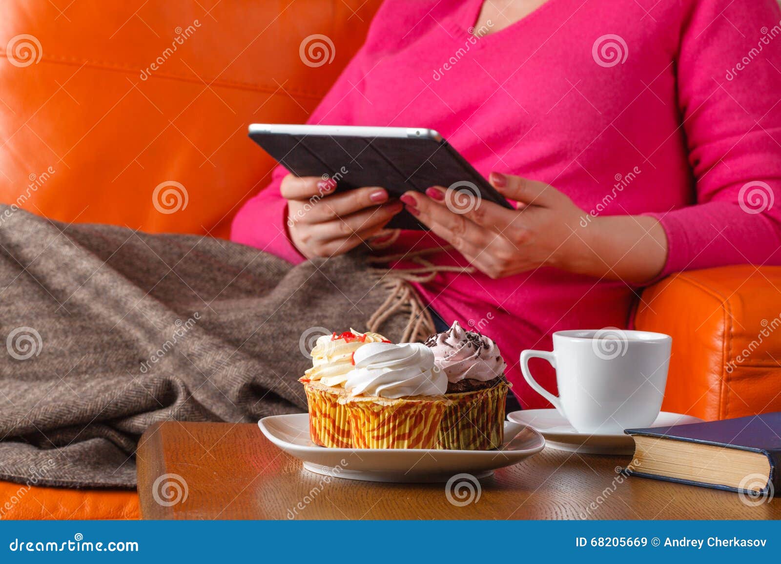 Woman Work on Table and Drink Tea Stock Image - Image of business, hand ...