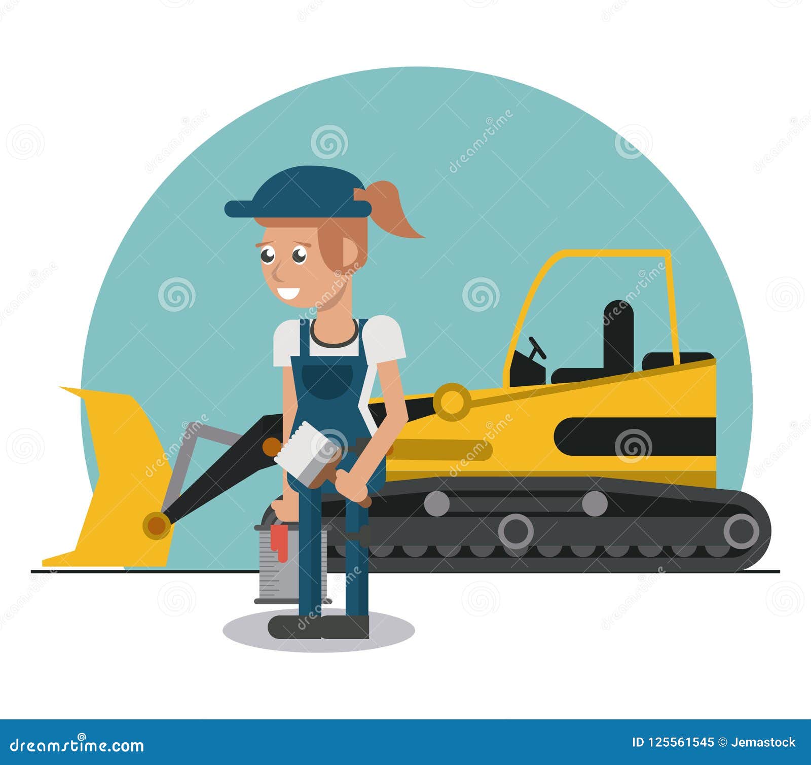 Woman worker cartoon stock vector. Illustration of construction - 125561545