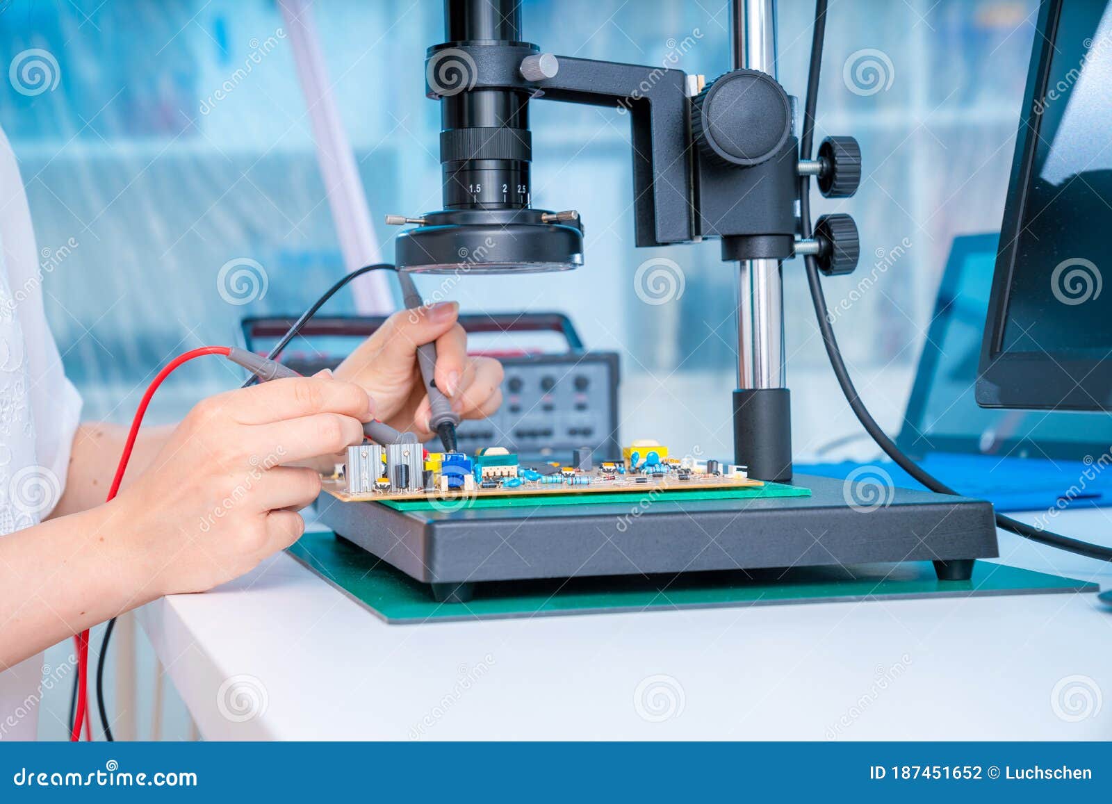 Woman Worker in Laboratory of Electronics Devices Stock Photo - Image ...