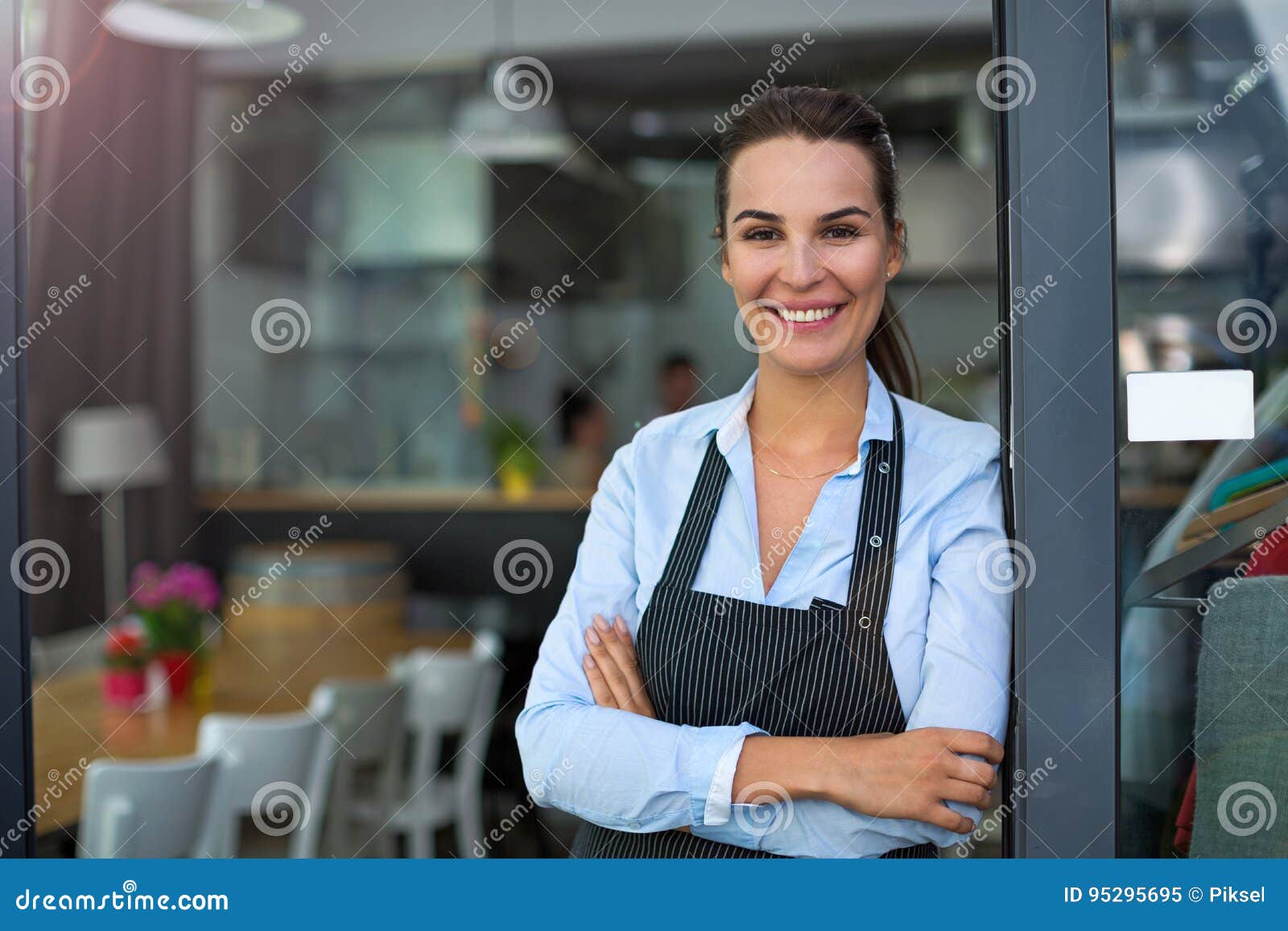 Woman working at cafe stock image. Image of coffee, owner - 95295695