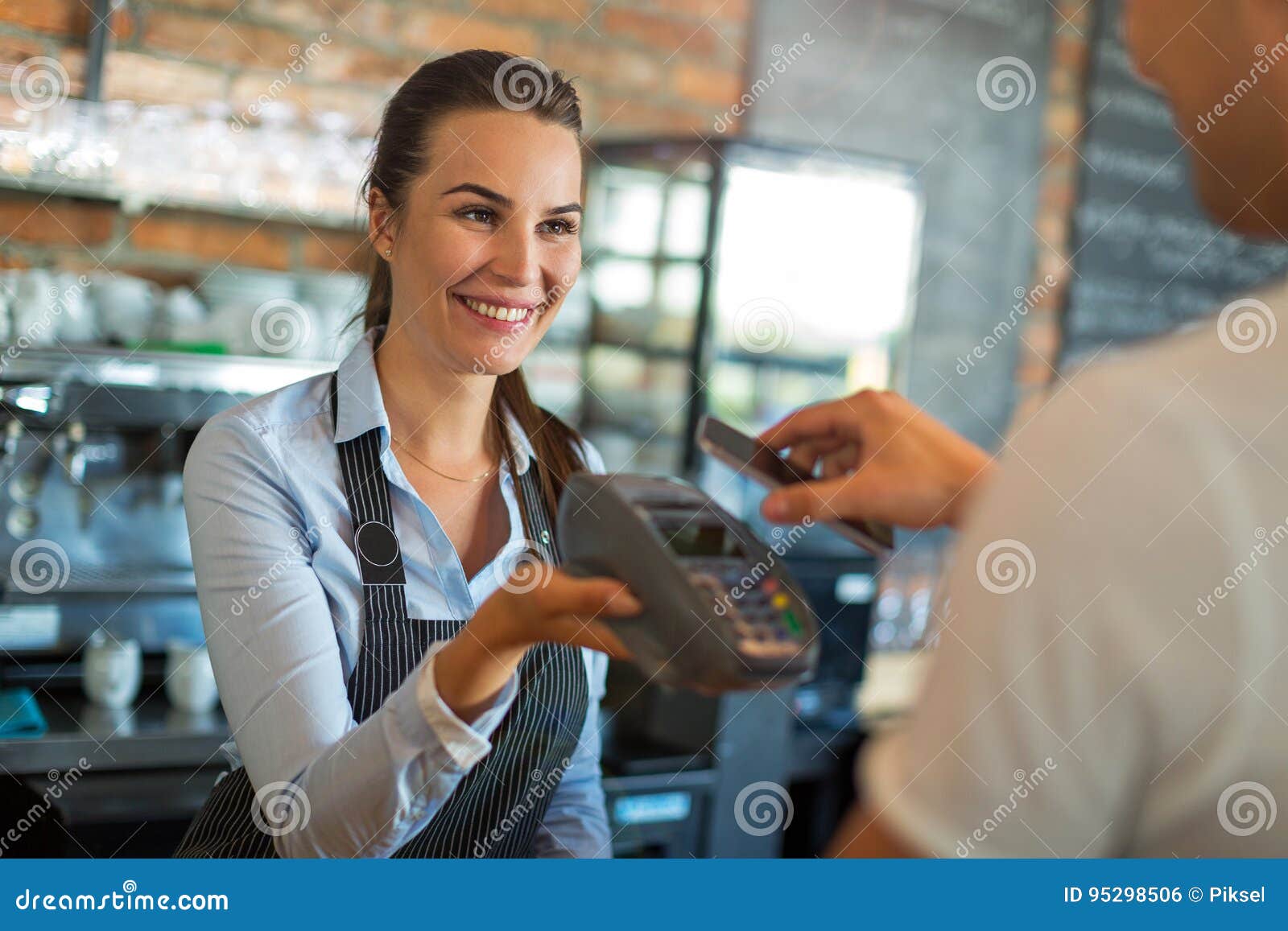 Woman working at cafe stock photo. Image of cafen, occupation - 95298506