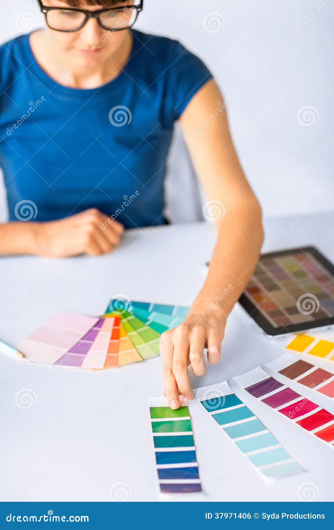 Woman Working with Color Samples for Selection Stock Photo - Image of ...