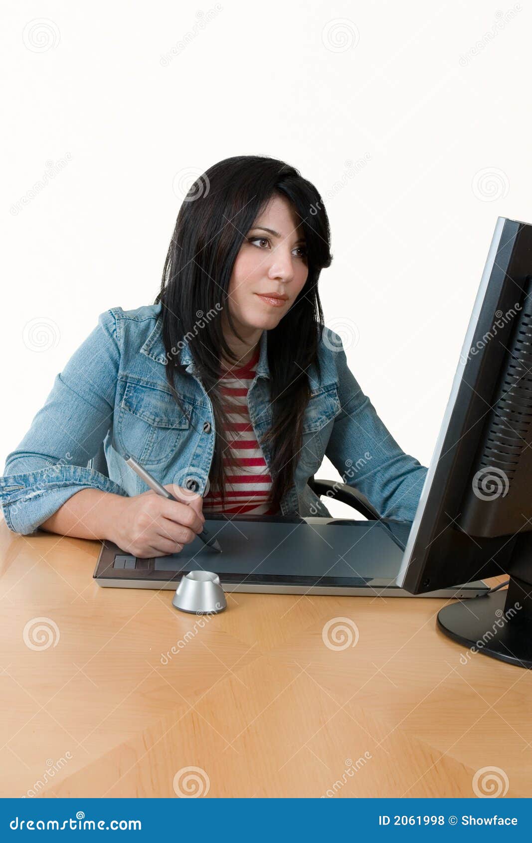 Woman working at computer stock photo. Image of designer - 2061998