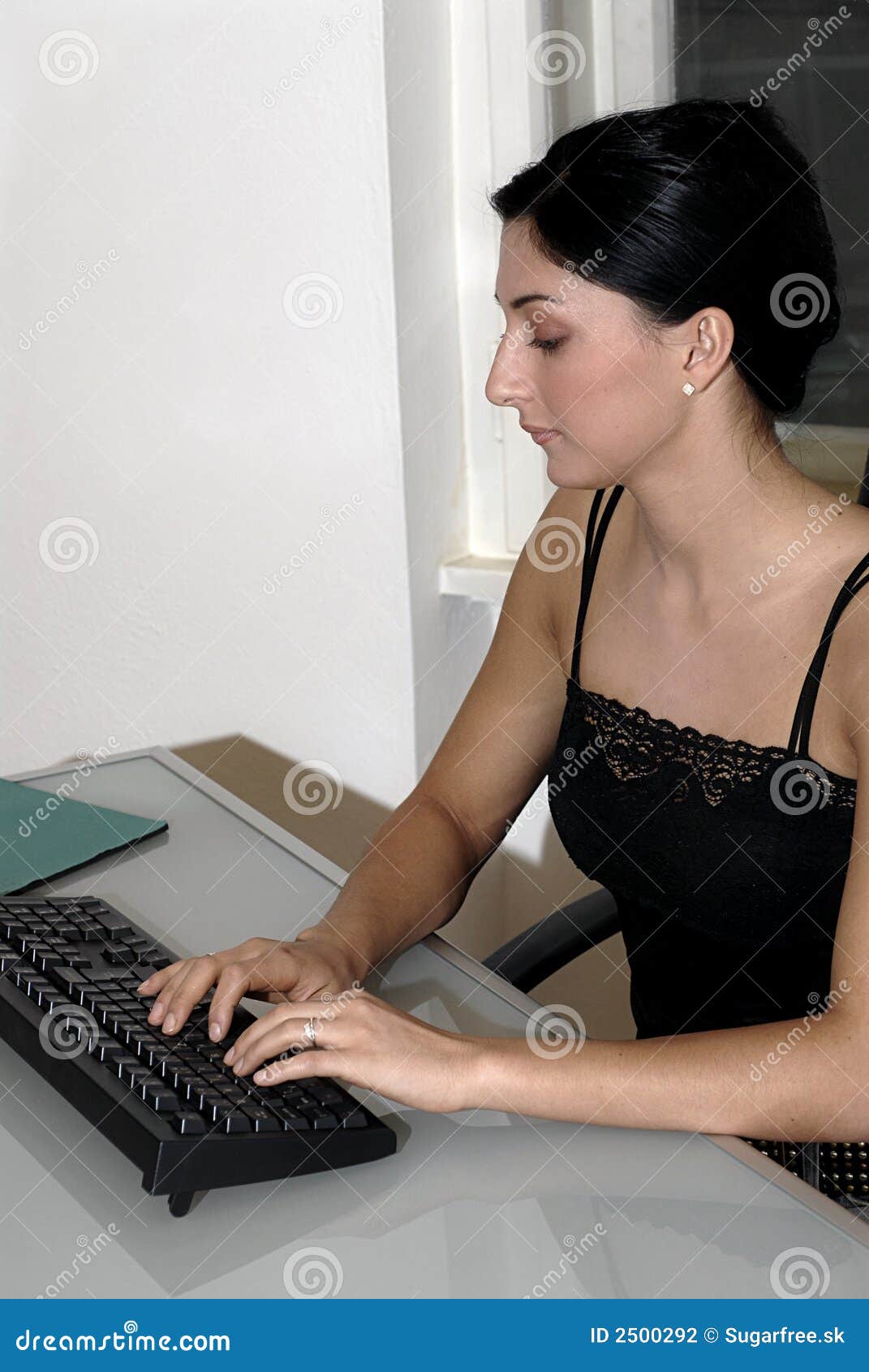 Woman working on computer stock photo. Image of posing - 2500292
