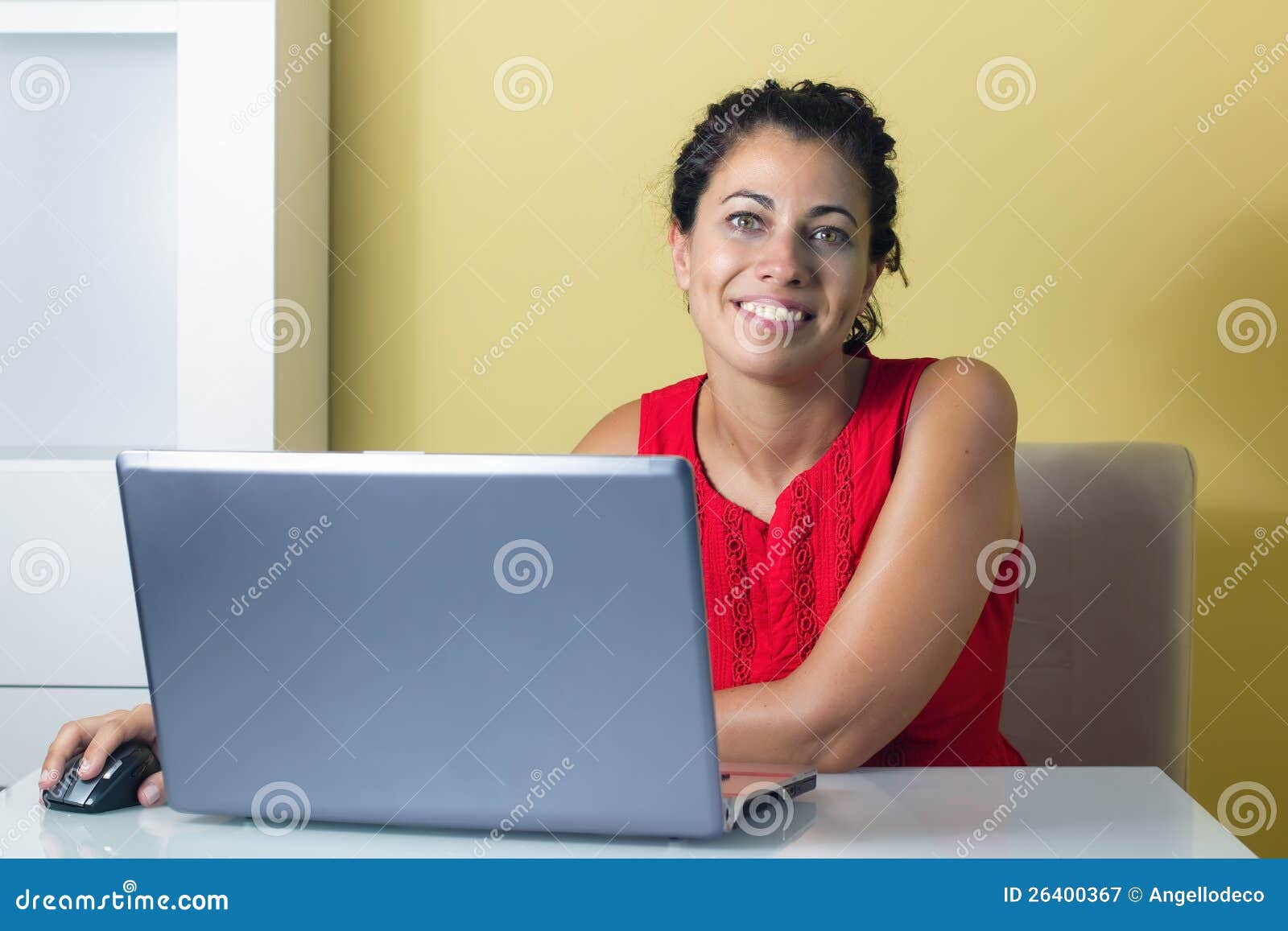 Woman Working on Computer stock image. Image of beautiful - 26400367