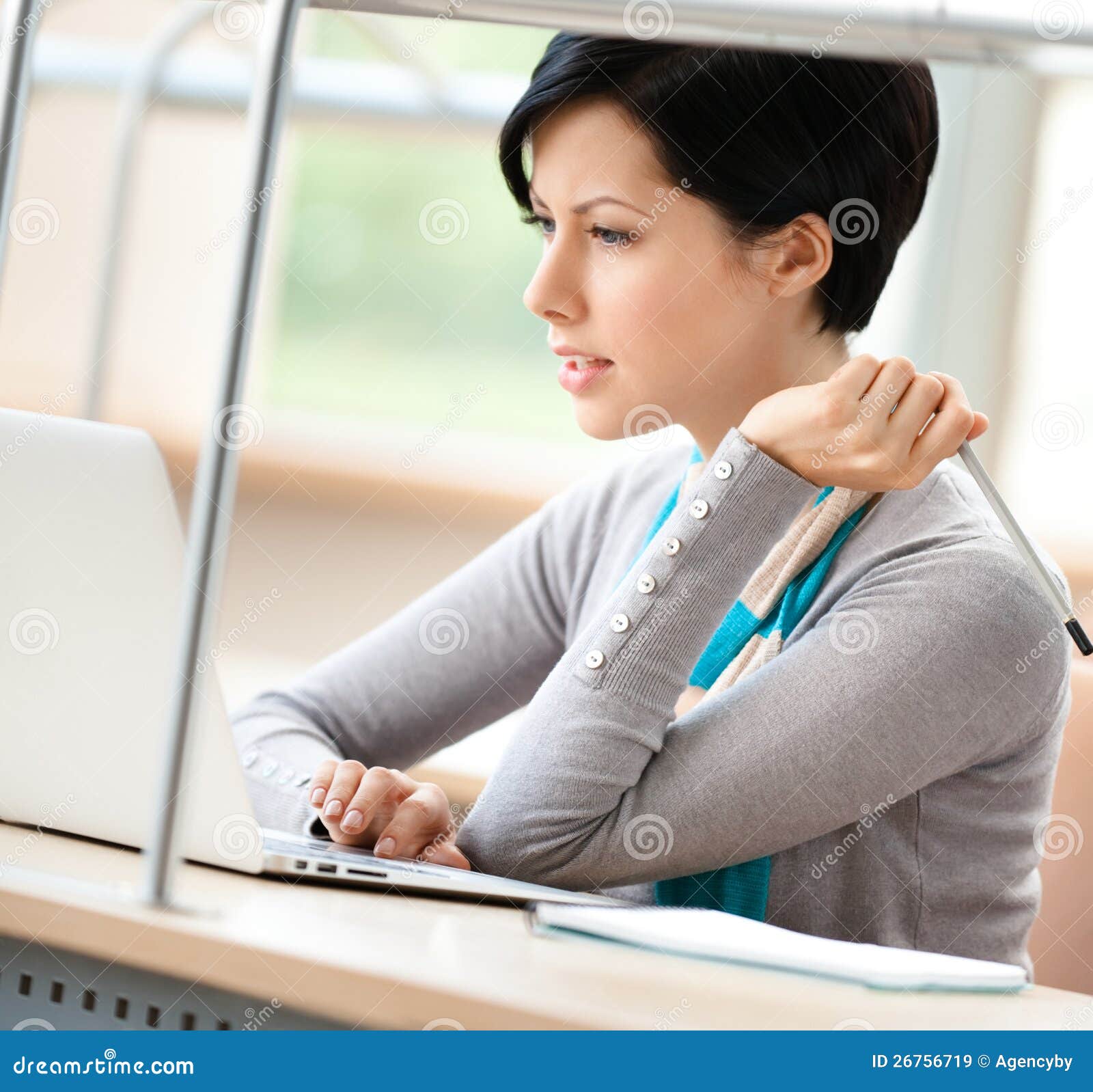 Woman Working on the Computer Stock Image - Image of laptop, computer ...