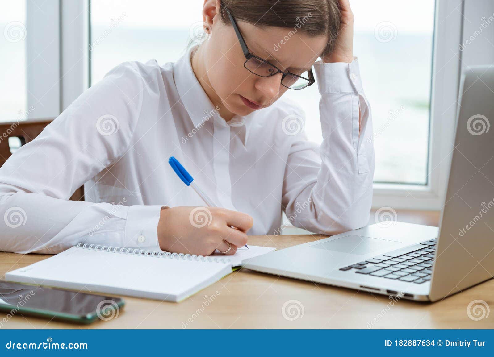Woman Working with Computer, Get Sad Thinking Expression. Problem at ...