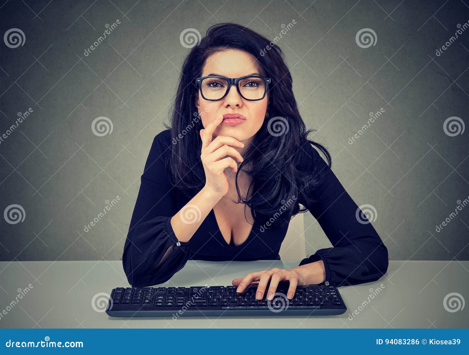 Woman Working on Computer. Planning Thinking Concept Stock Photo ...
