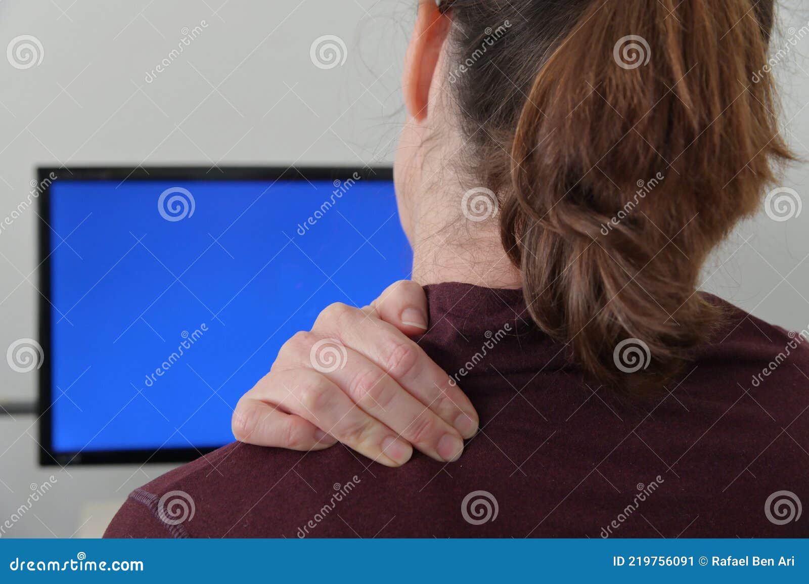 Woman Working on Computer Suffering from Back Pain Stock Image - Image ...