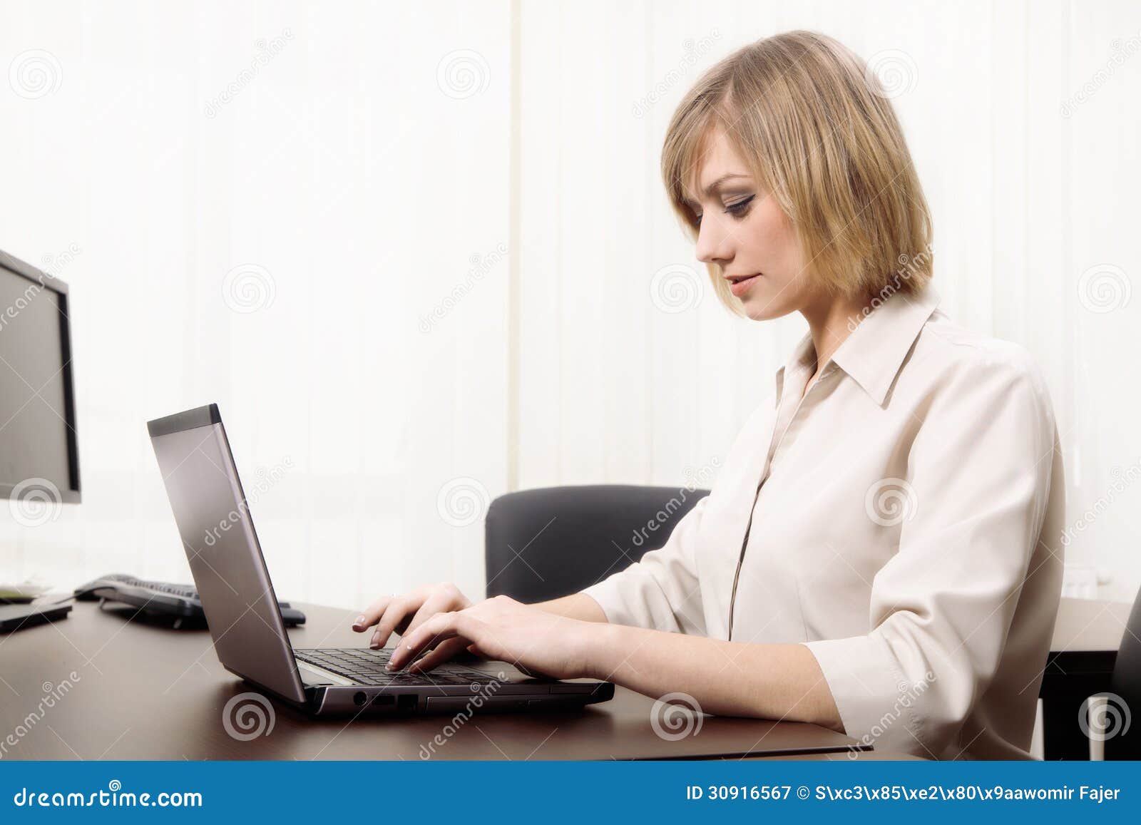 Woman Working with Computer Stock Image - Image of keyboard, formal ...