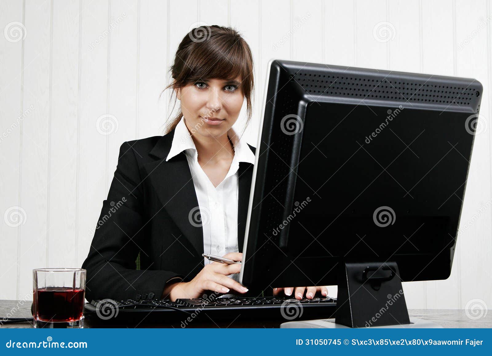 Woman Working with Computer Stock Image - Image of desk, service: 31050745