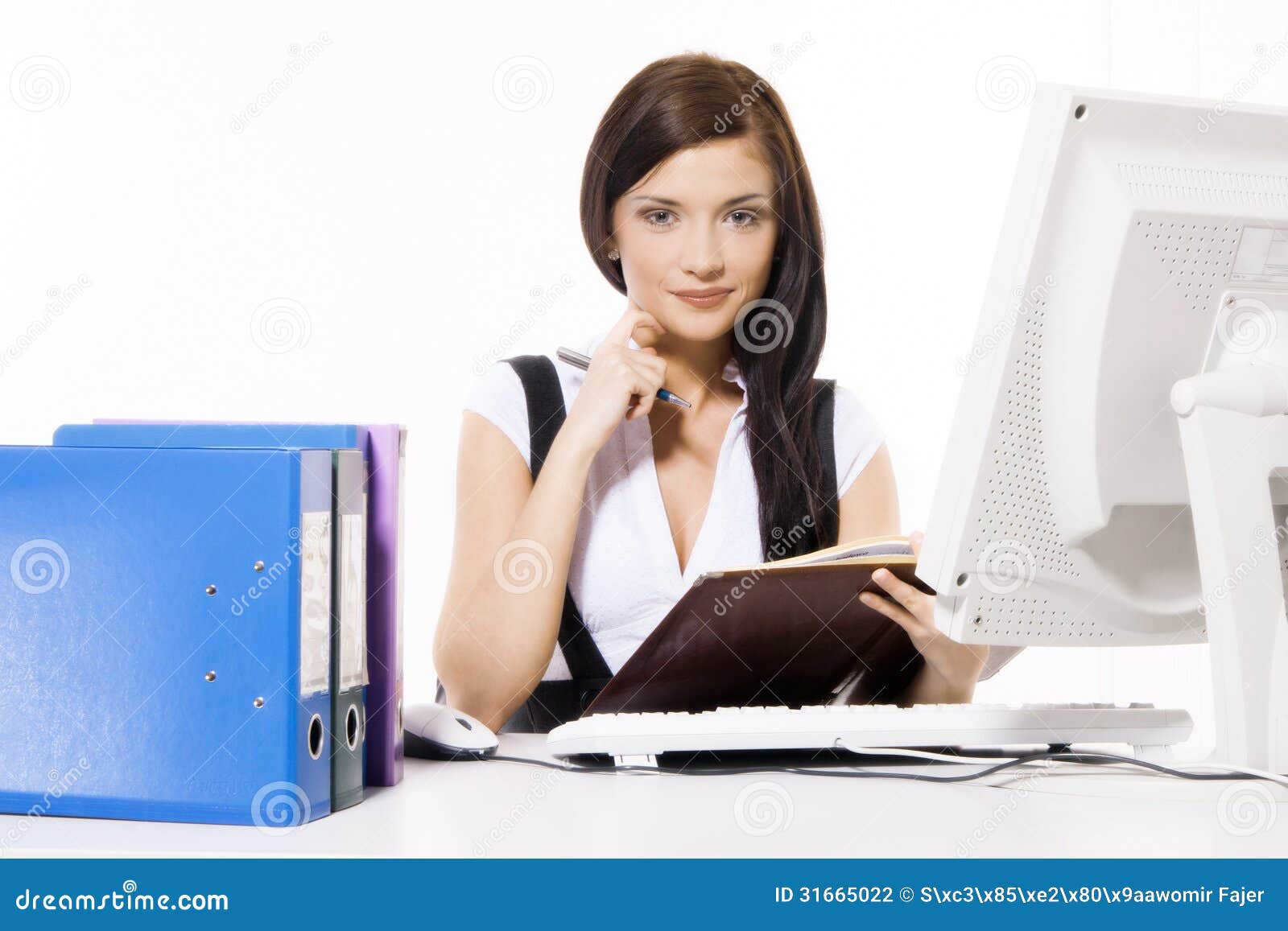 Woman Working with Computer Stock Photo - Image of worker, office: 31665022