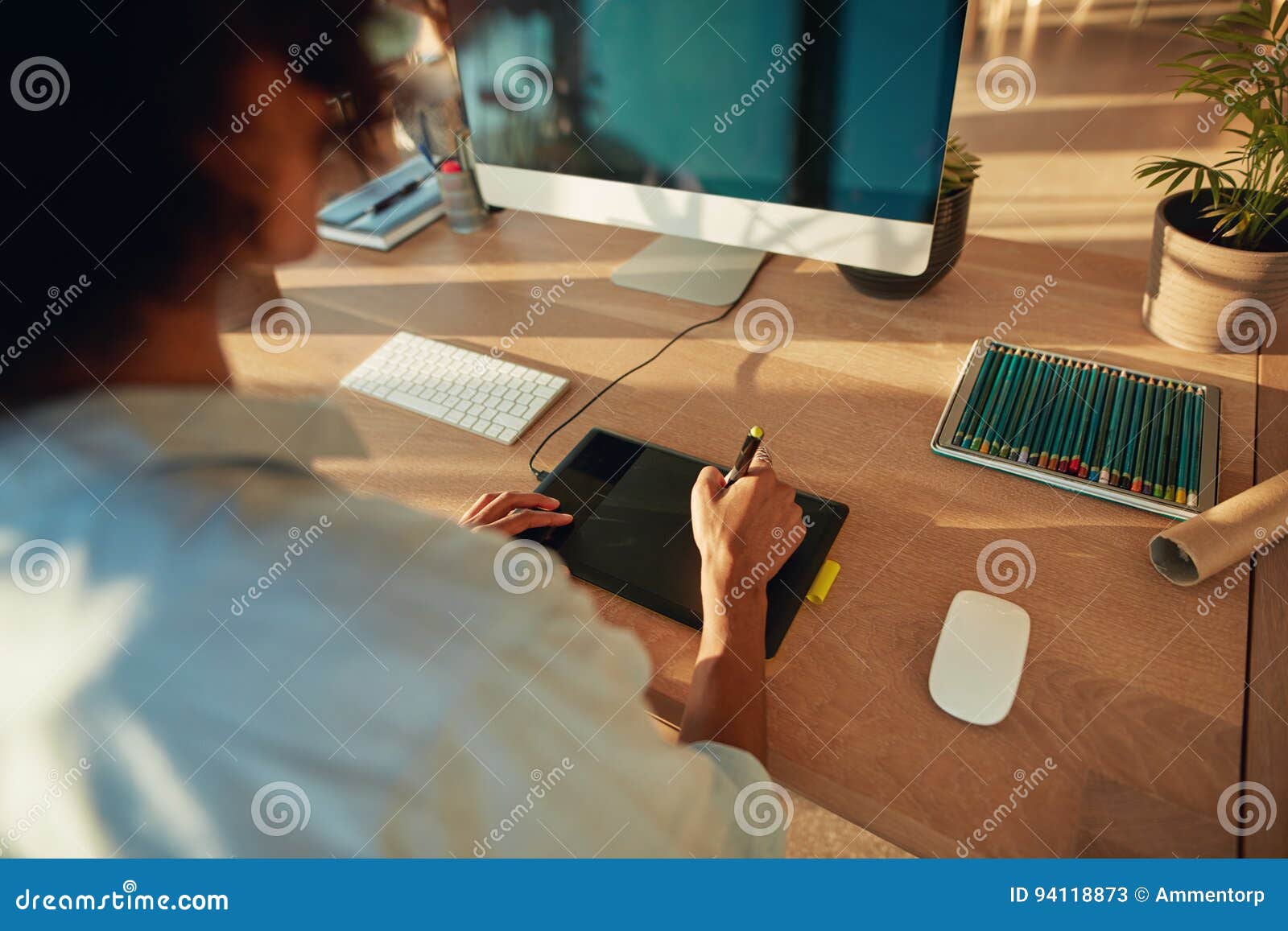 Woman Working at Creative Workplace Stock Image - Image of design ...