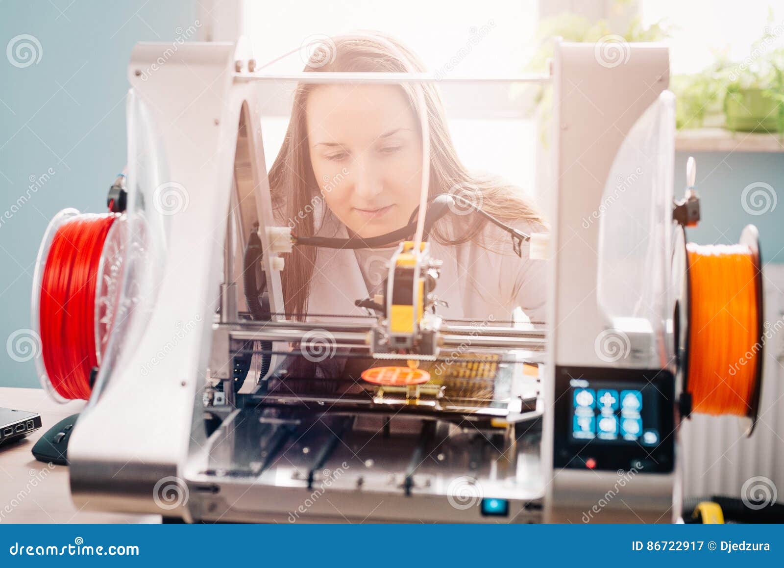Woman Working with 3d Printer Stock Image - Image of laboratory ...